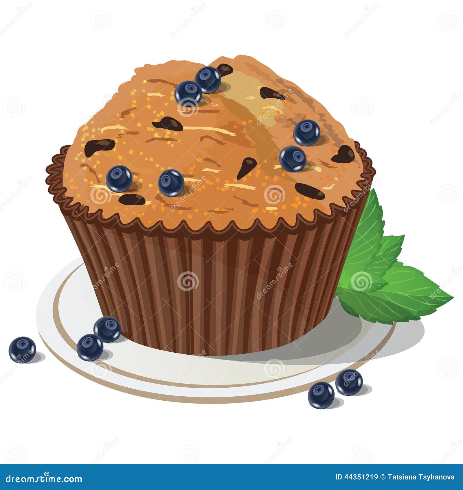 Blueberry Muffin Vector Illustration 53674890
