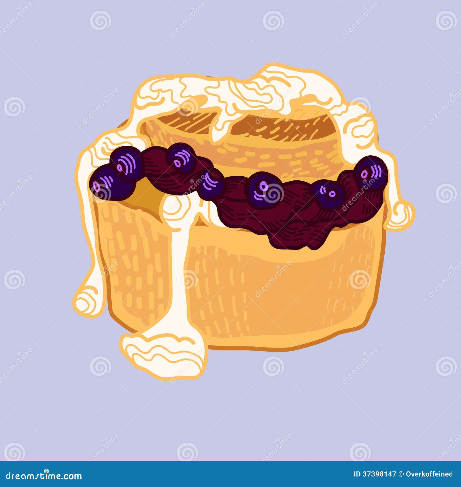 Blueberry Muffin Vector Illustration 53674890