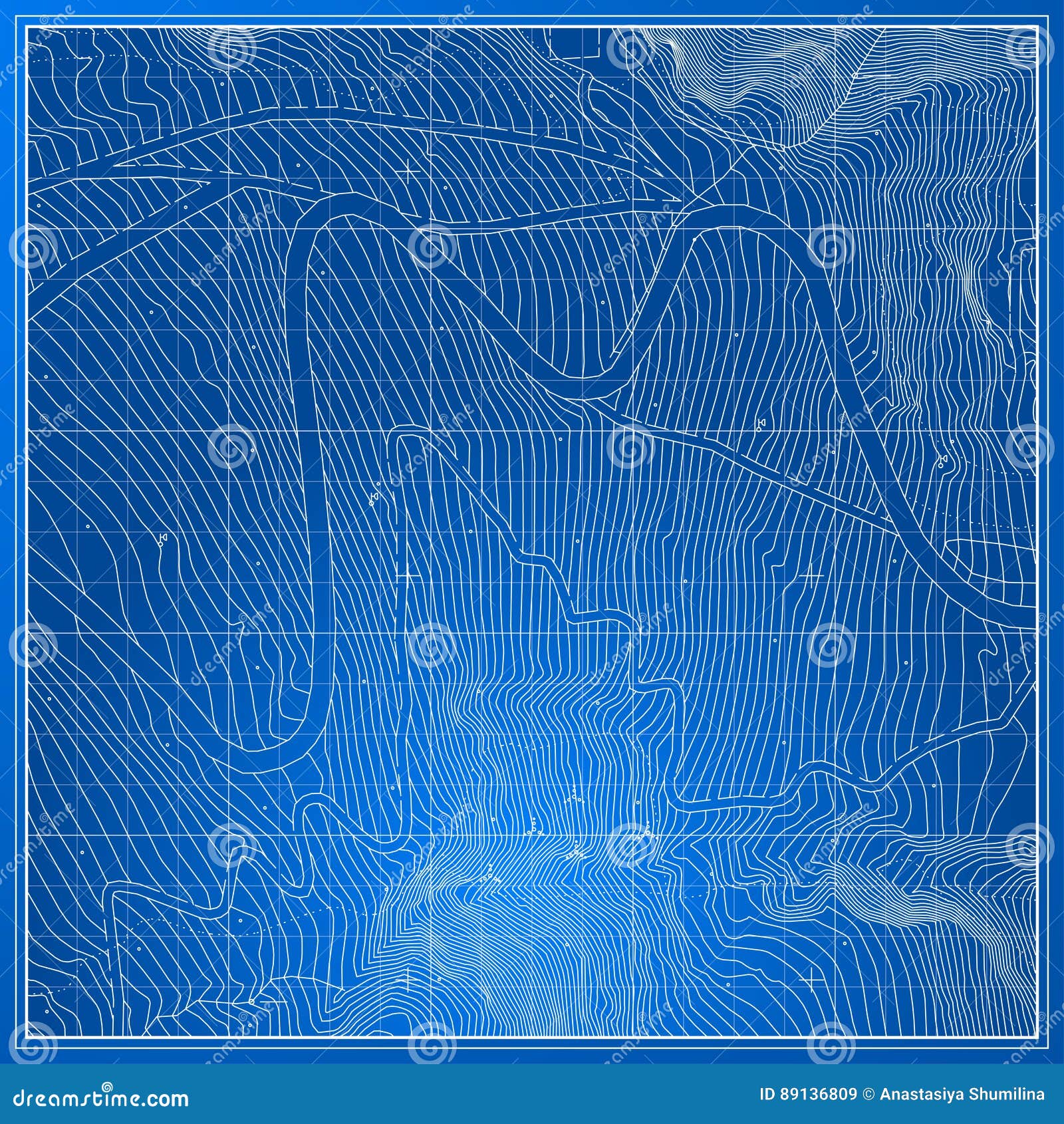 Vector Blueprint Abstract Topographic Map Stock Vector - Illustration ...