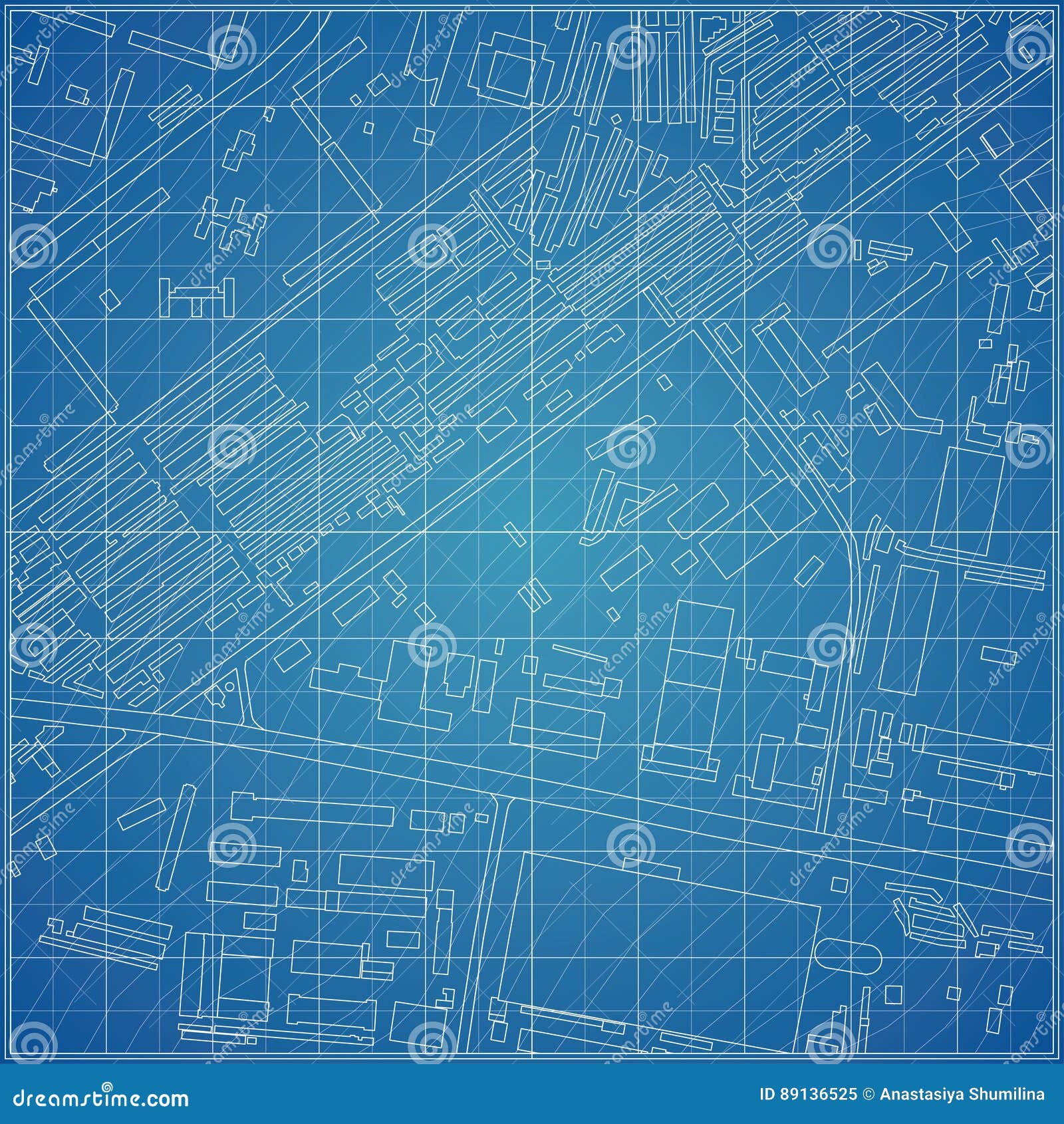 Vector Blueprint with City Topography Stock Vector - Illustration of ...