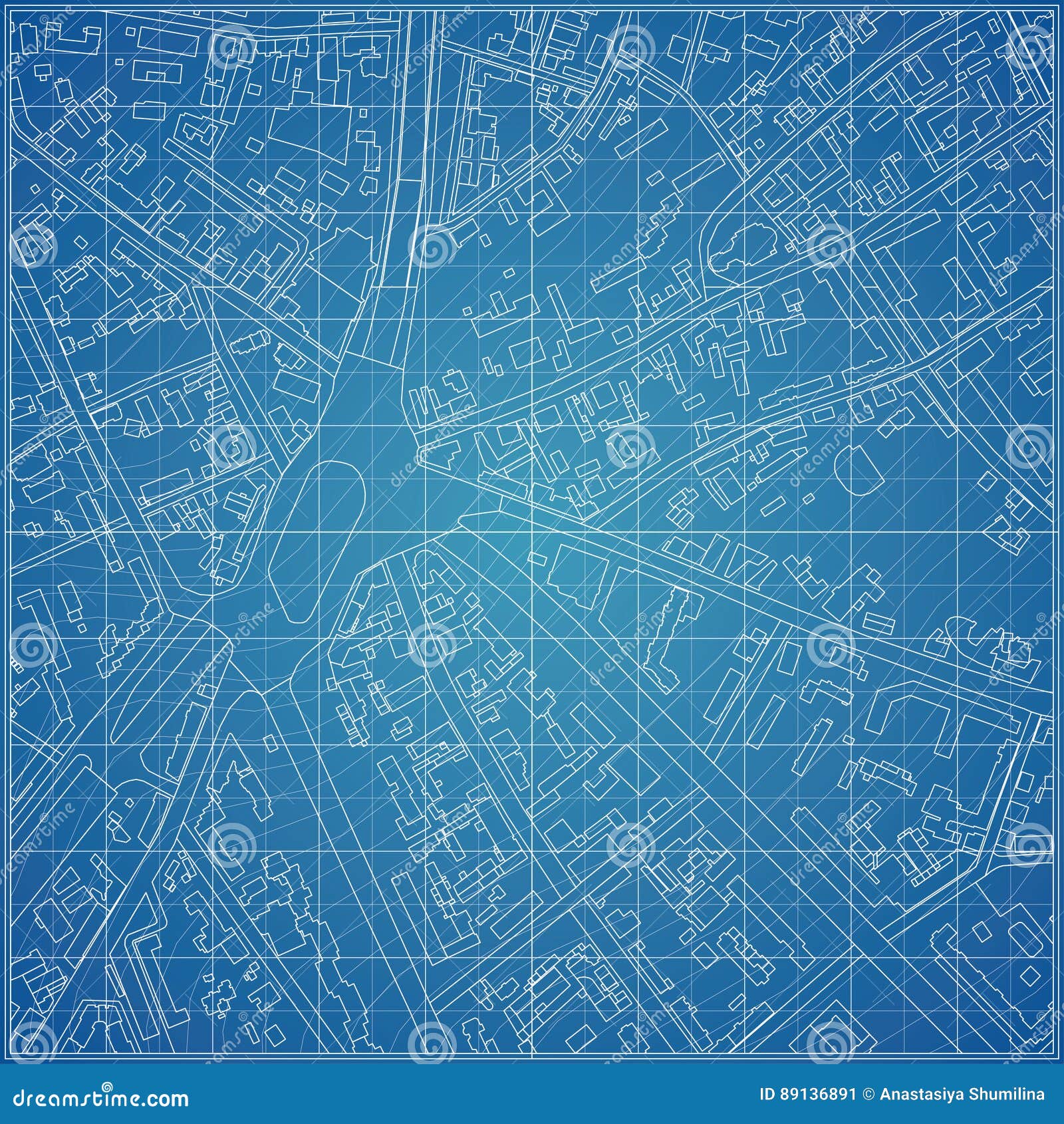 Vector Blueprint with City Topography Stock Vector - Illustration of ...