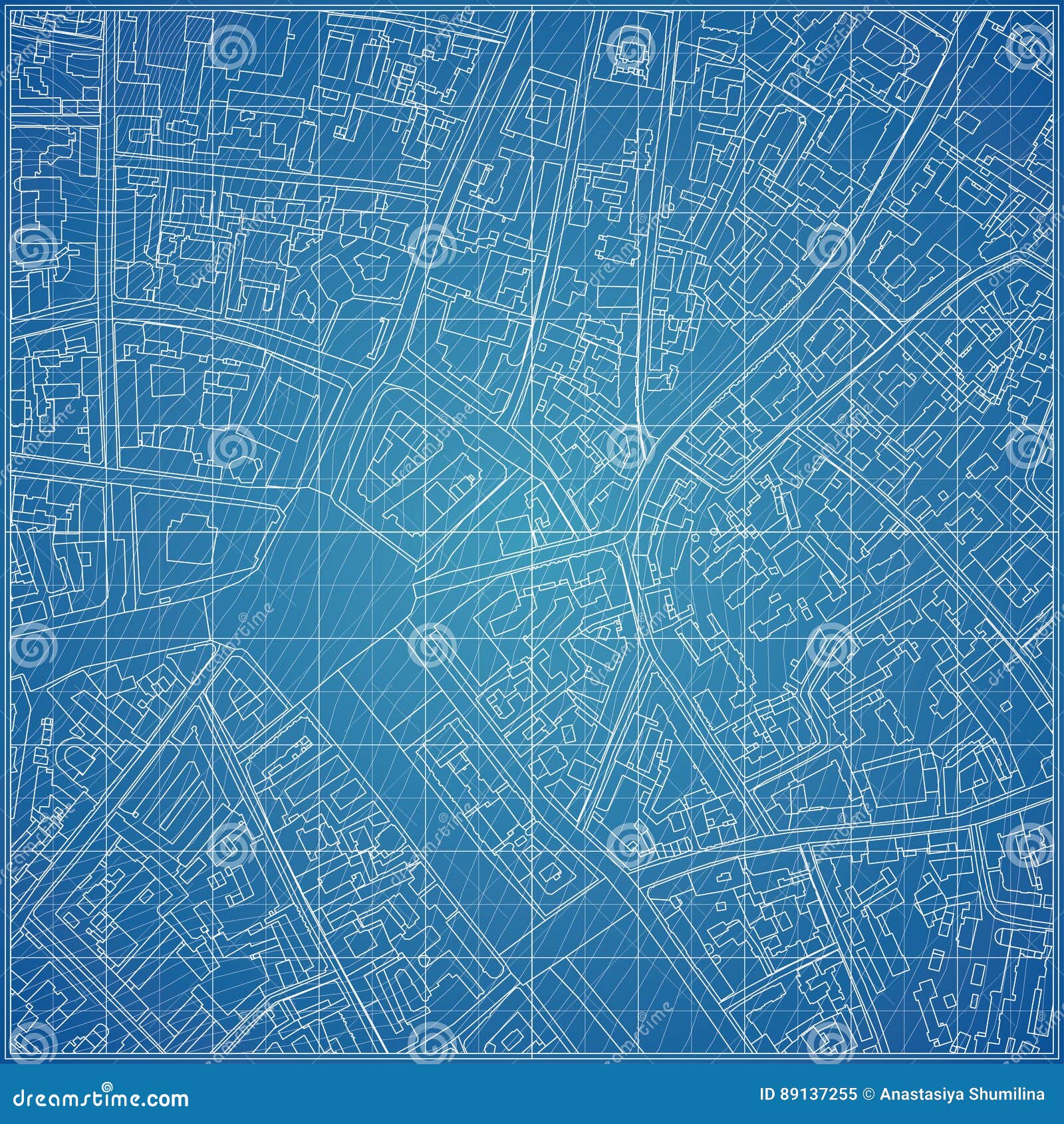 Vector Blueprint with City Topography Stock Vector - Illustration of ...