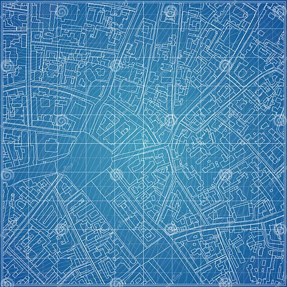 Vector Blueprint with City Topography Stock Vector - Illustration of ...