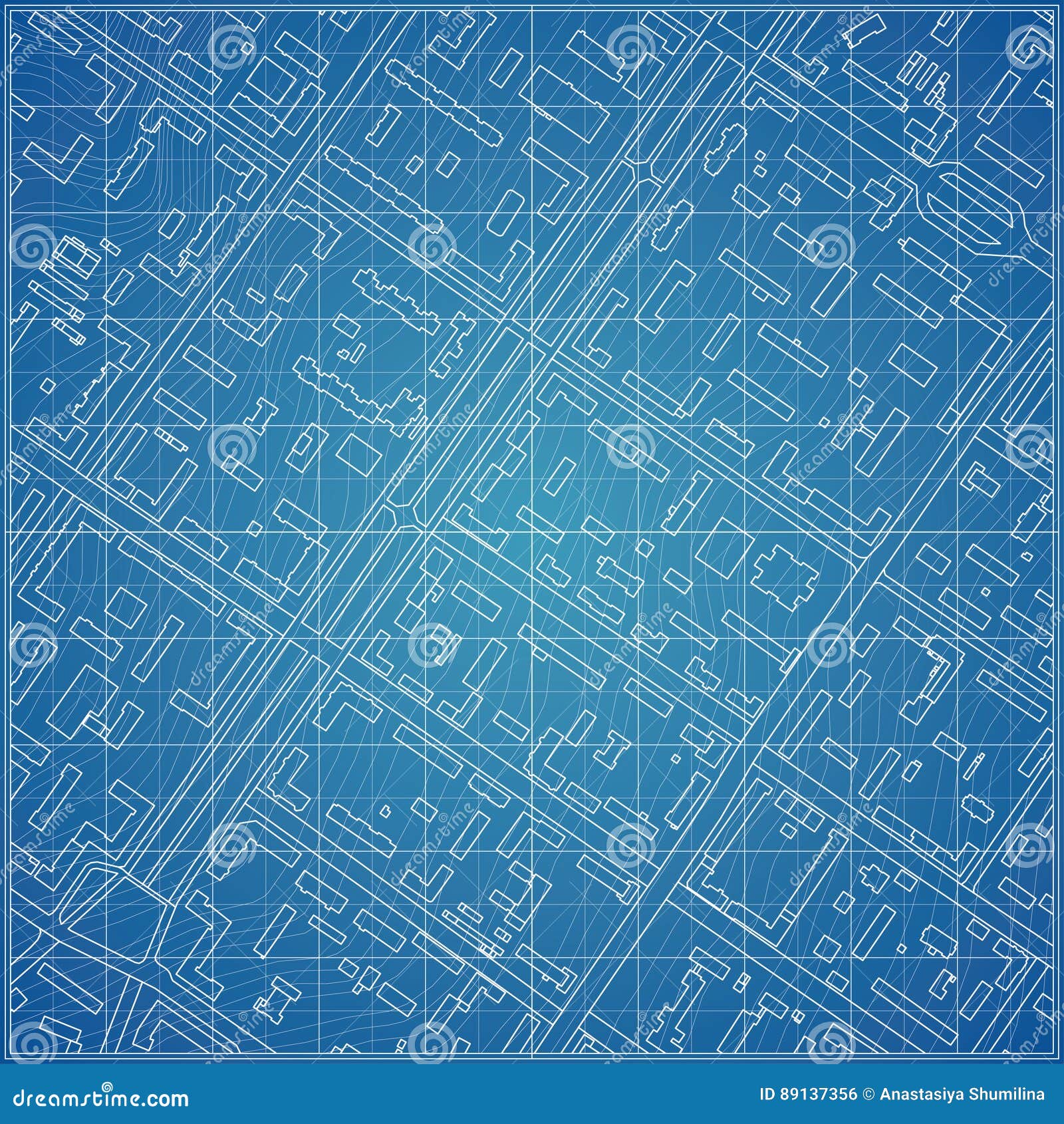 Vector Blueprint with City Topography Stock Vector - Illustration of ...
