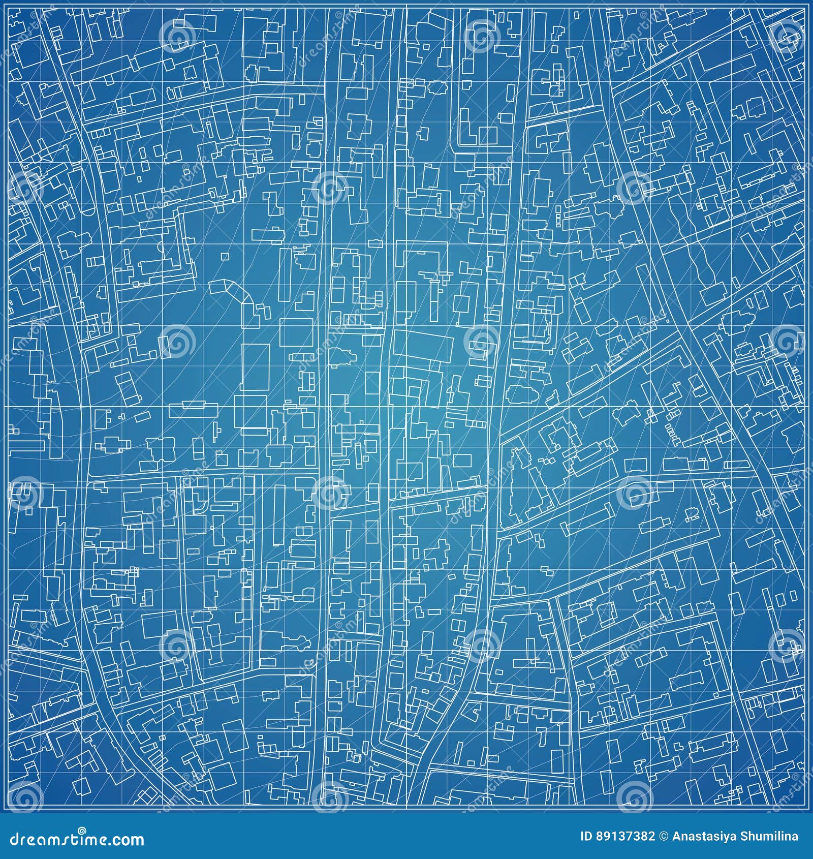 Vector Blueprint with City Topography Stock Vector - Illustration of ...