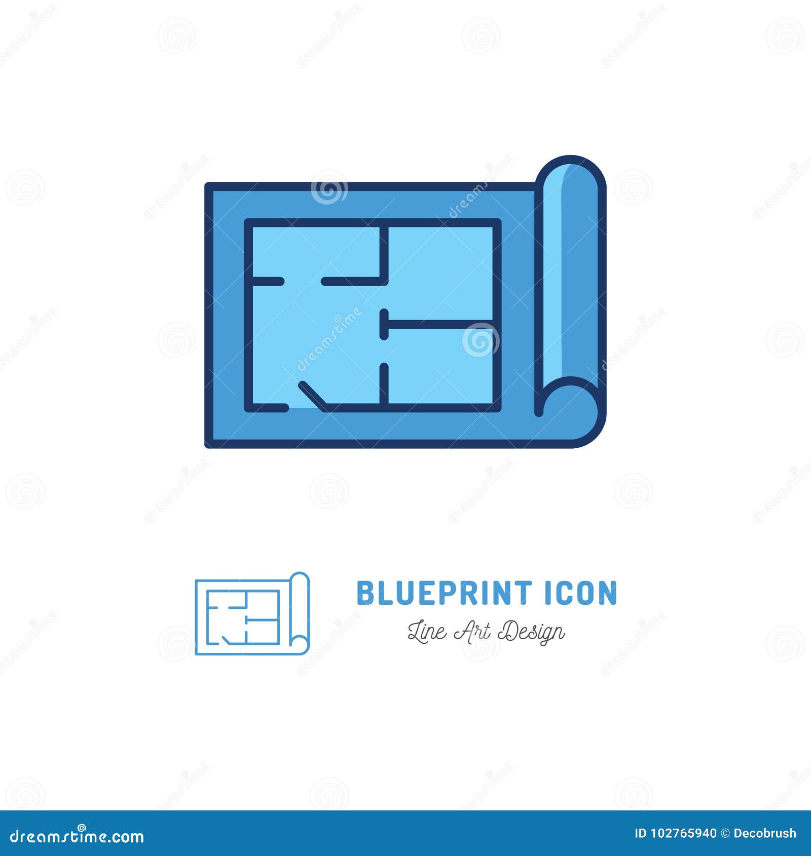 Vector Blueprint Icon, Building Plan Outline Symbol Stock Vector ...