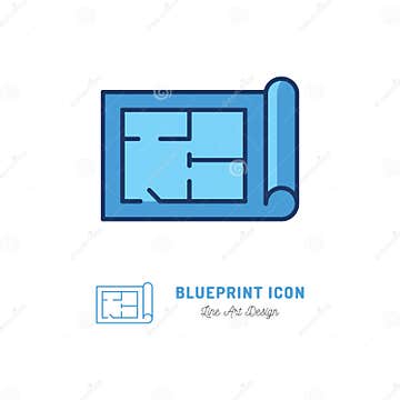 Vector Blueprint Icon, Building Plan Outline Symbol Stock Vector ...