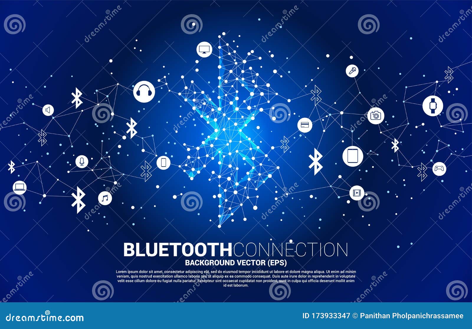 Vector Bluetooth Icon from Dot Connect Line Polygon and Device ...