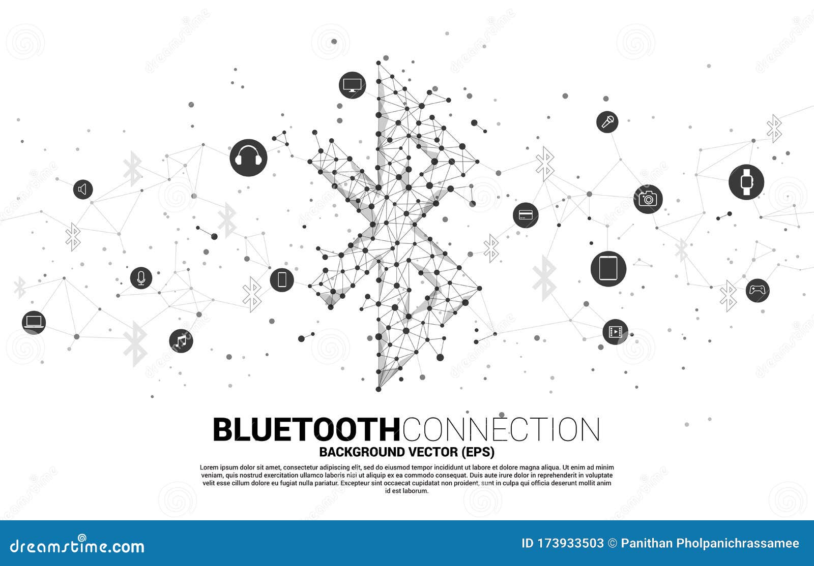 Vector Bluetooth Icon from Dot Connect Line Polygon and Device ...