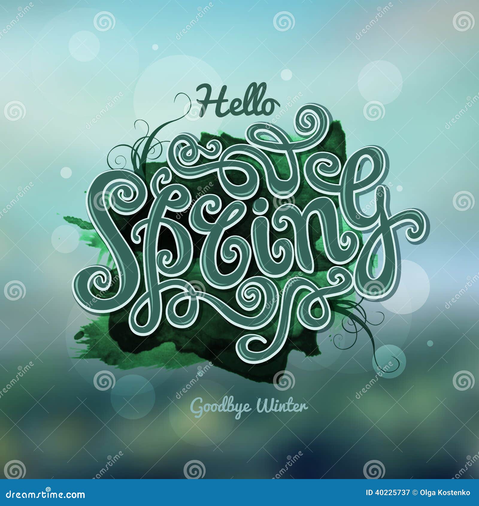 Vector Blurred Background. Spring Hand Lettering Stock Vector ...