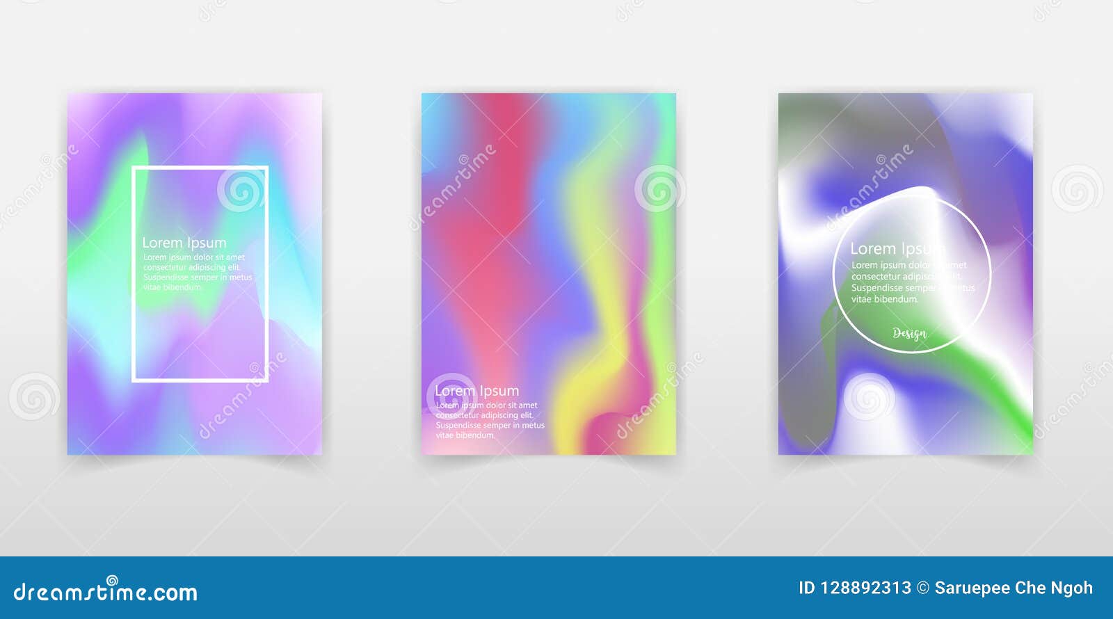 Vector Blurred Holographic Backgrounds Set. Chrome Holographic T Stock ...