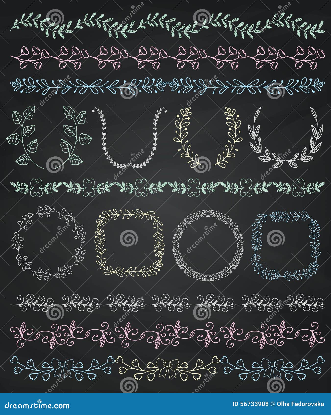 Vector Board Menu Hand Sketched Seamless Borders Stock Vector ...