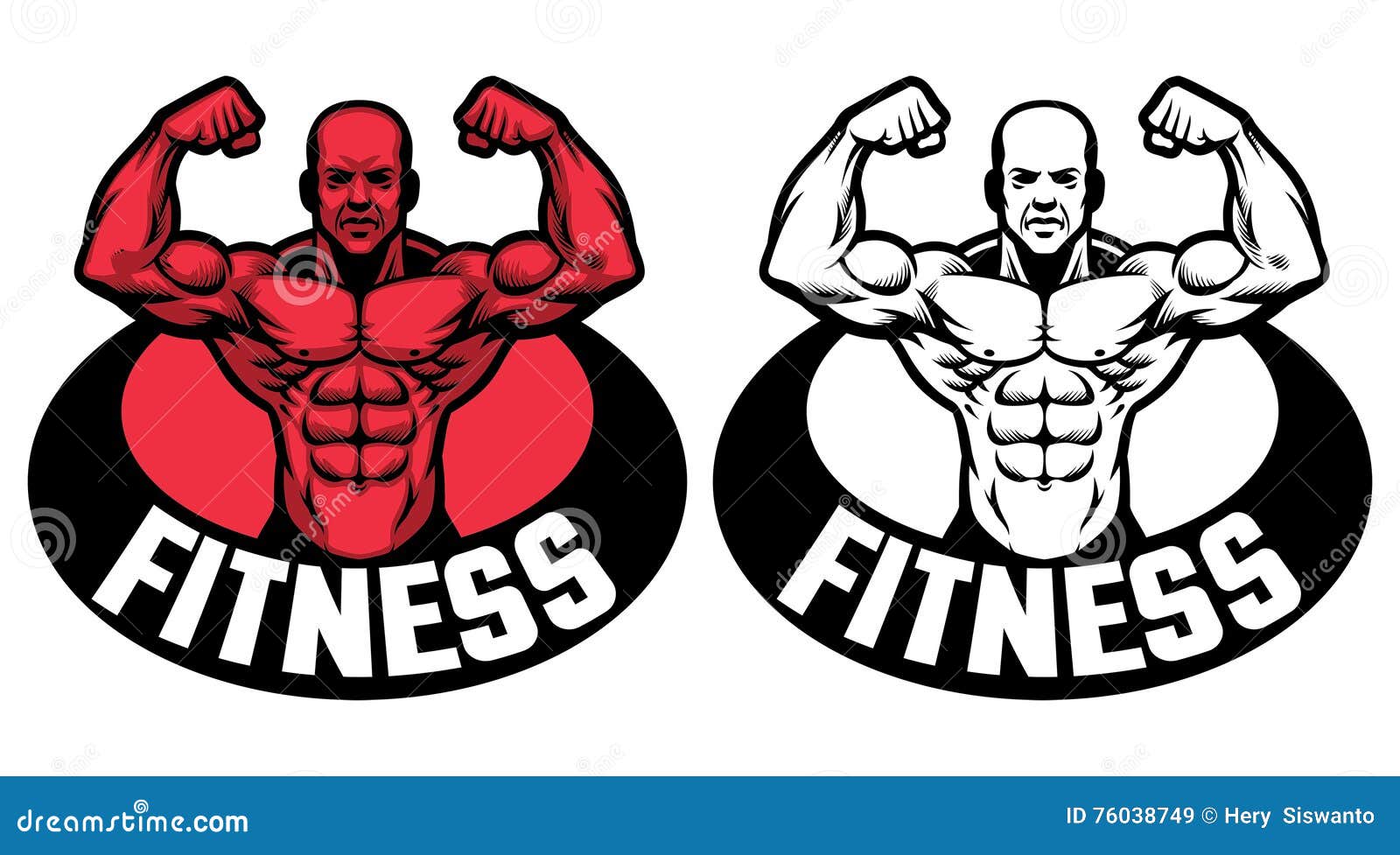 Bodybuilder Posing Show His Body Stock Vector Illustration Of White