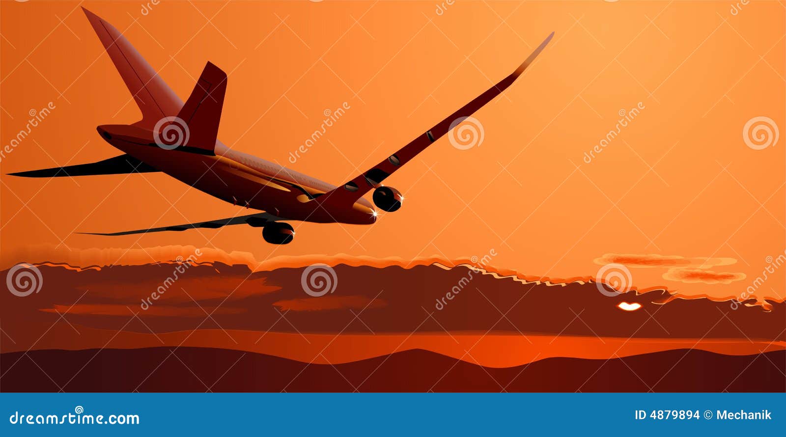 Vector Boeing-787 at Sunset Stock Vector - Illustration of airport ...