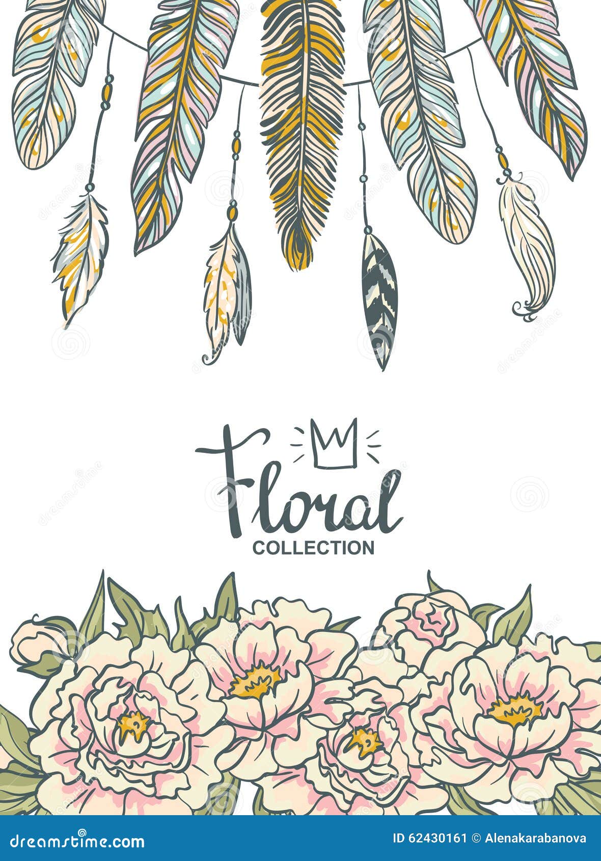 Vector Boho Floral Wedding Invitation. Stock Vector - Illustration of ...