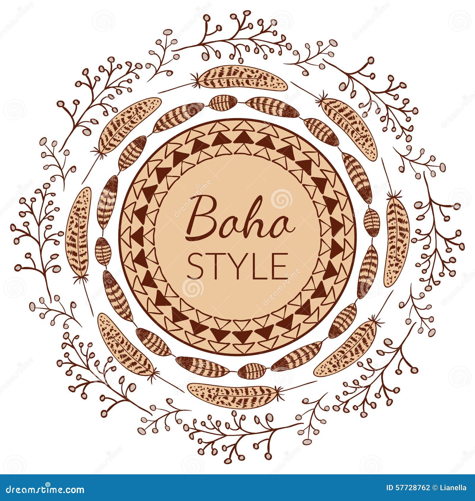 Vector Boho Style Frame stock vector. Illustration of invitation - 57728762