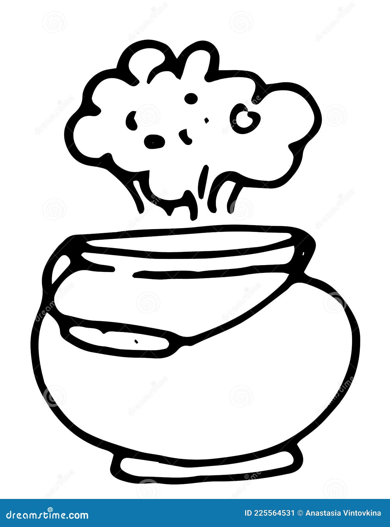 Vector Boiler with a Cloud of Steam. Hand-drawn Doodle-style Witch`s ...