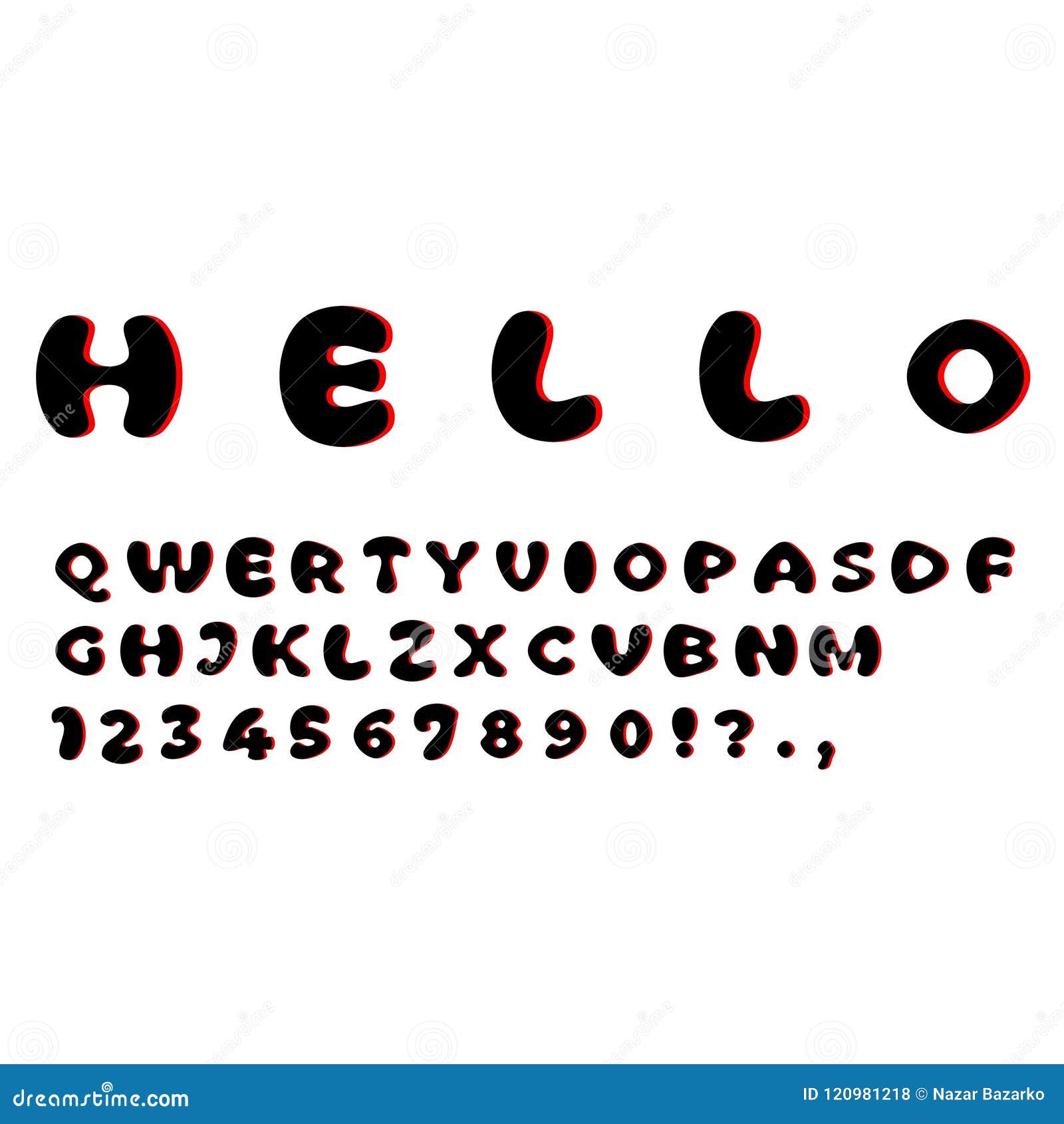 Vector Bold Font. Simple Design Stock Illustration - Illustration of ...