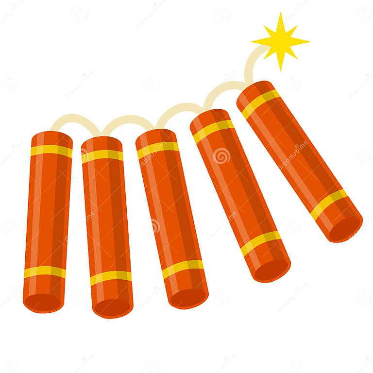 Vector Bomb and Explosive Objects. Red Stick of Dynamite. Dangerous ...