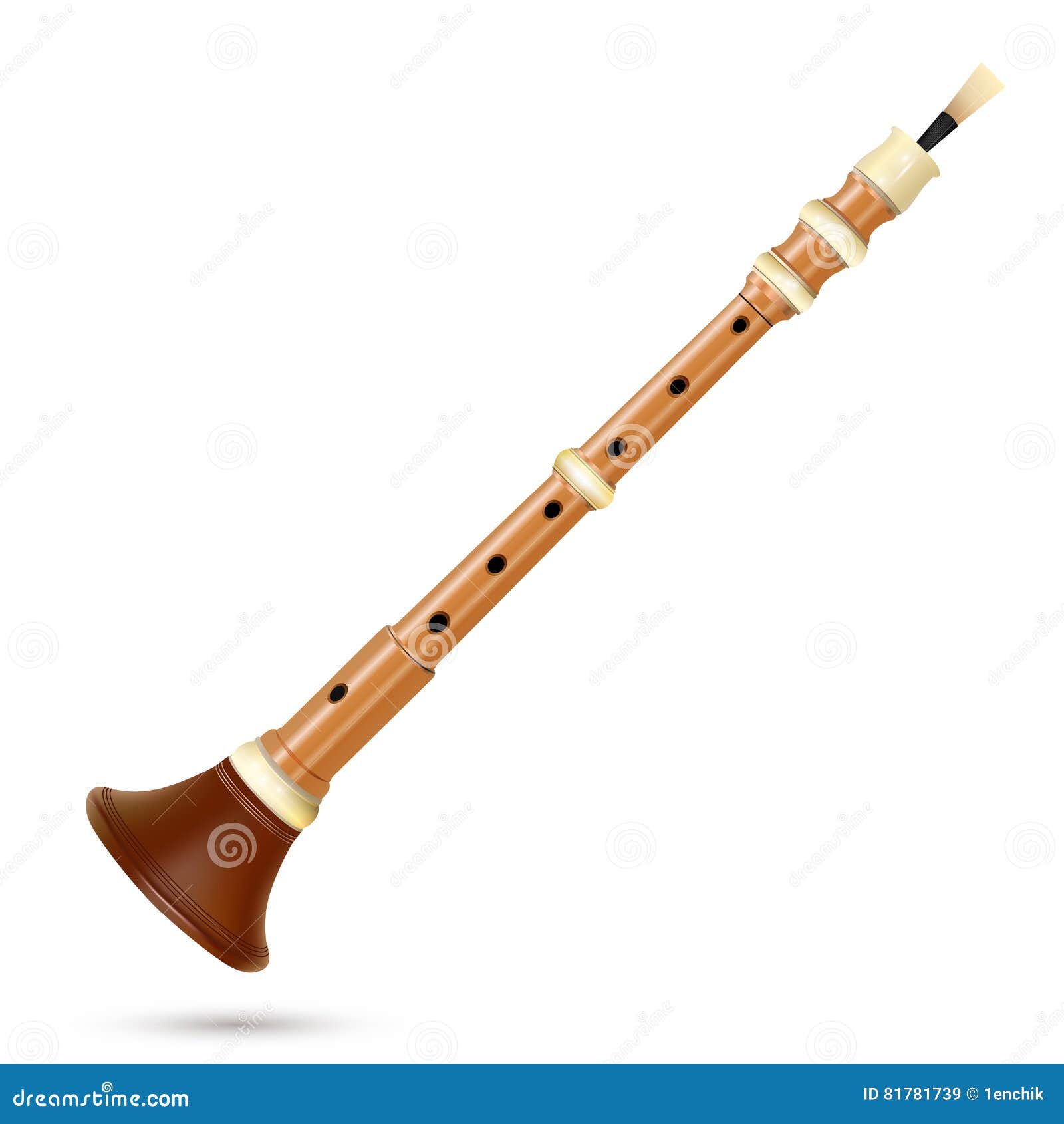 Vector Bombarde Isolated on White - Breton Musical Wind Instrument ...