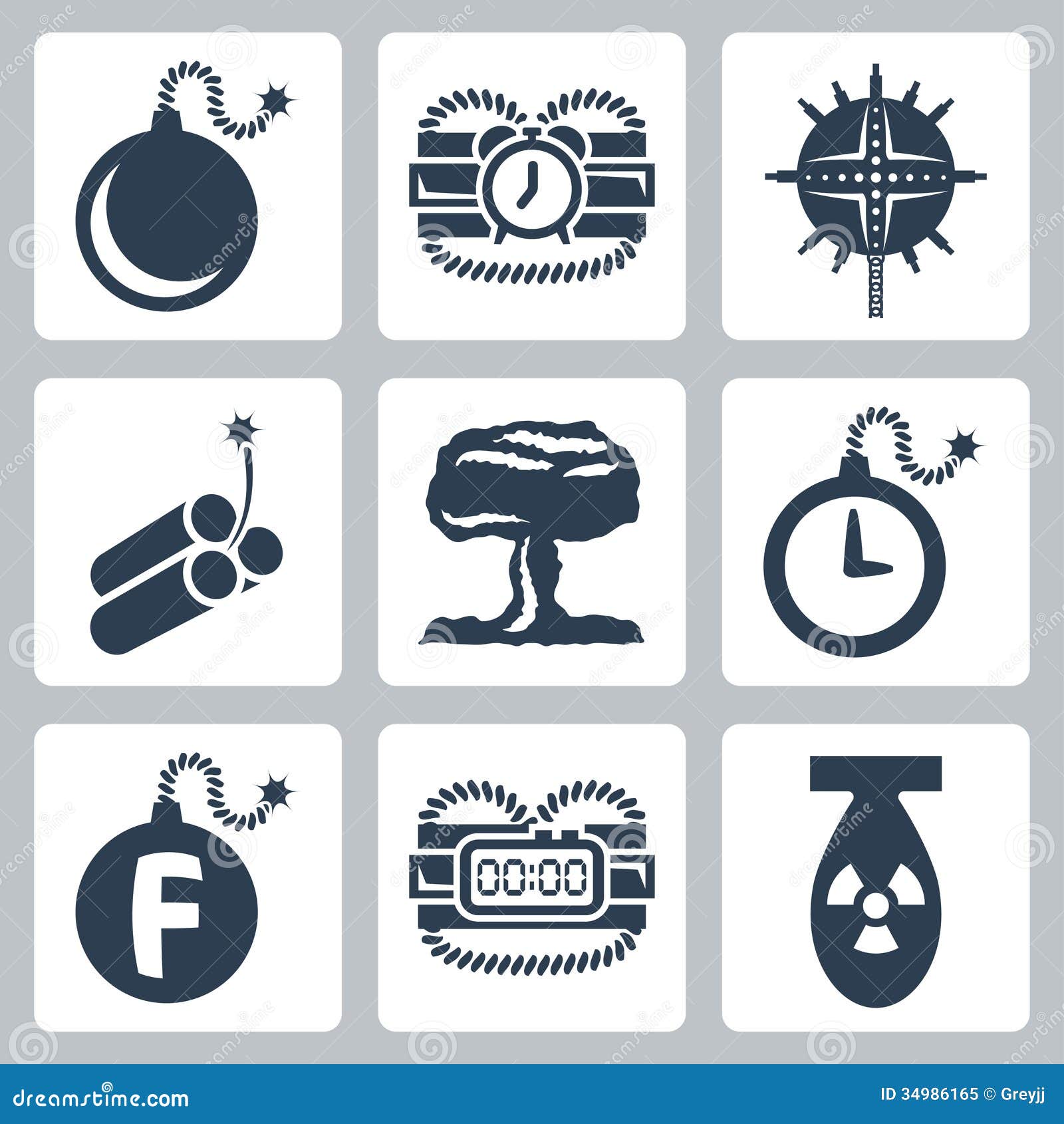 Vector bombs icons set stock vector. Illustration of atom - 34986165