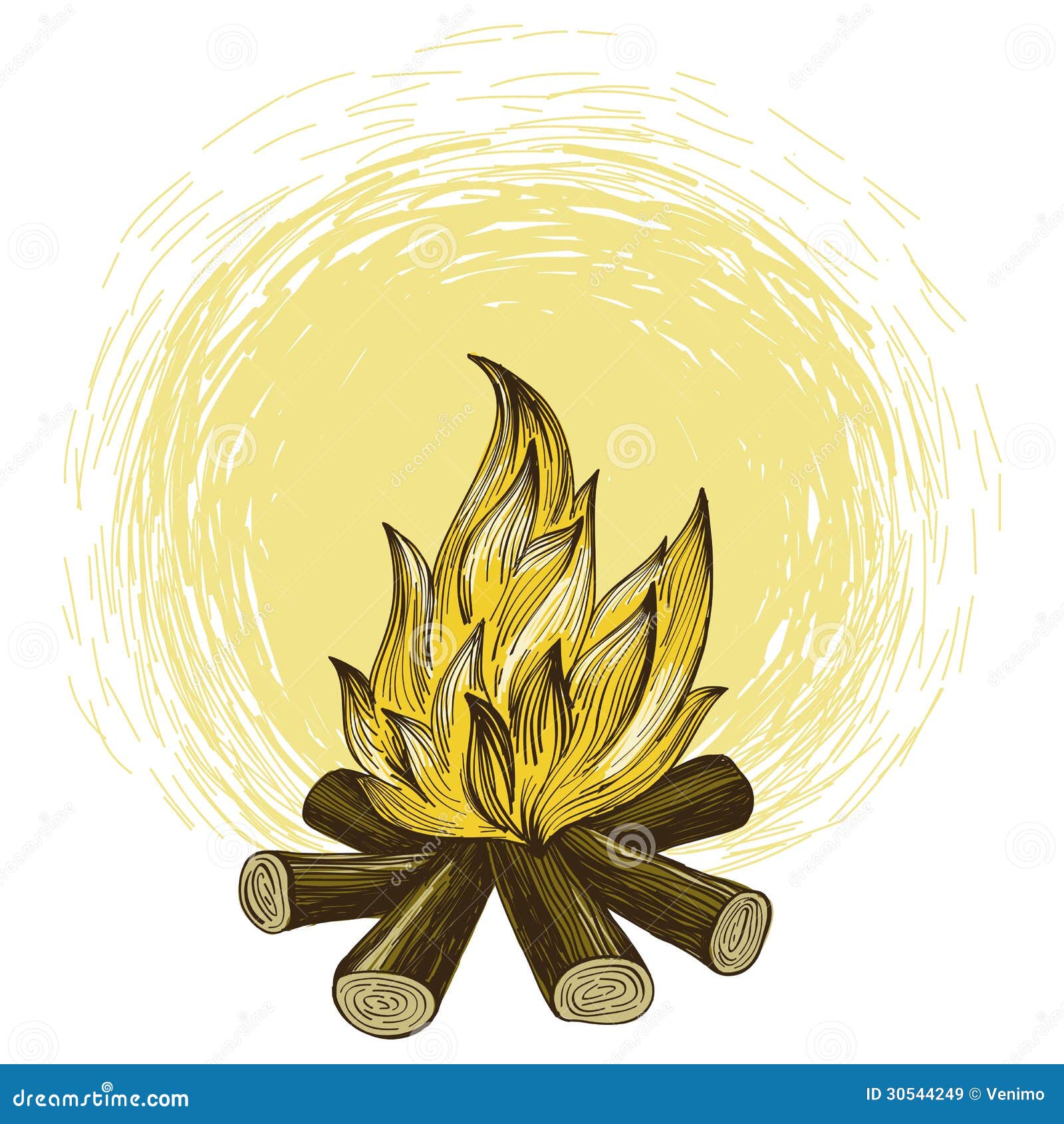 Vector Bonfire in Engraving Style Stock Illustration - Illustration of ...