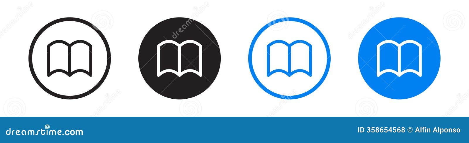 Vector Book Icon in Circles. Book Symbols Stock Illustration ...