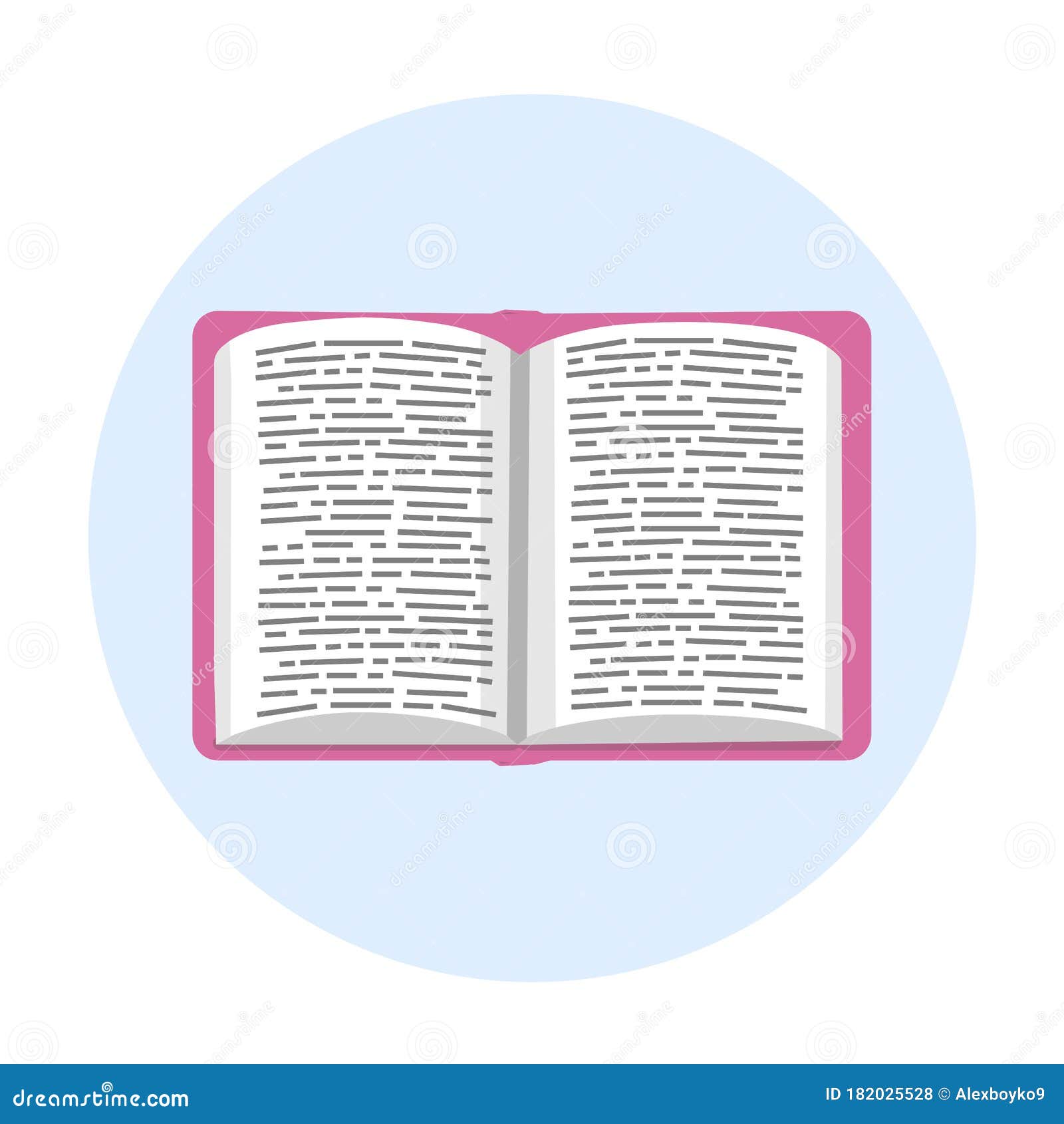 Vector Book Icon. Book, Reading Illustration in Pink on a Blue Circle ...