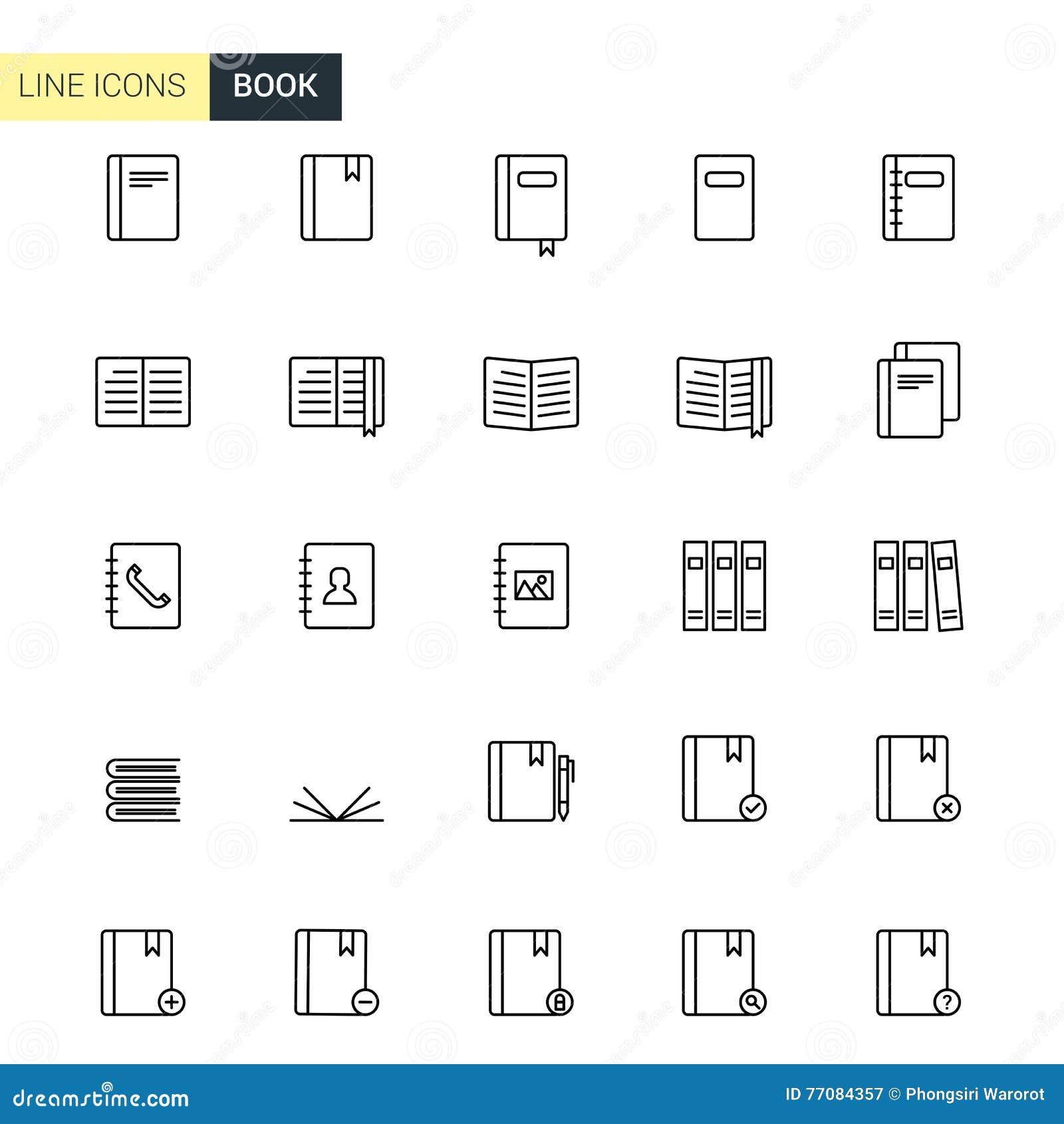 Vector book line icons stock vector. Illustration of icon - 77084357