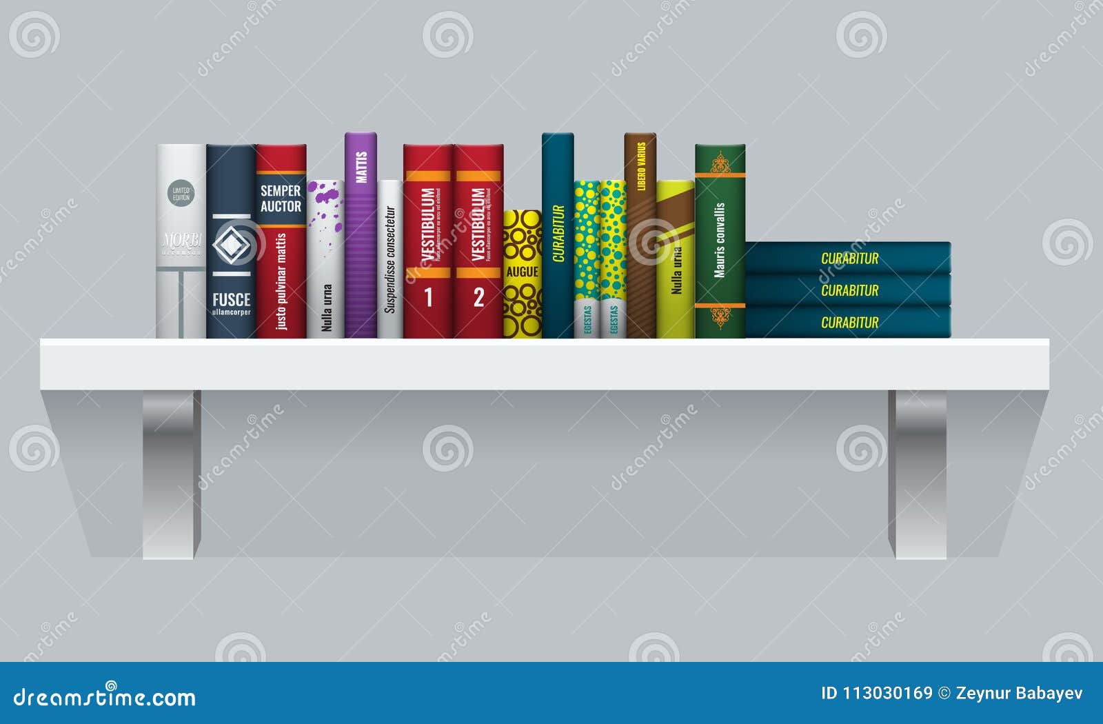 Vector Book Shelf with Realistic Books Stalks. Back Side View. Stock ...