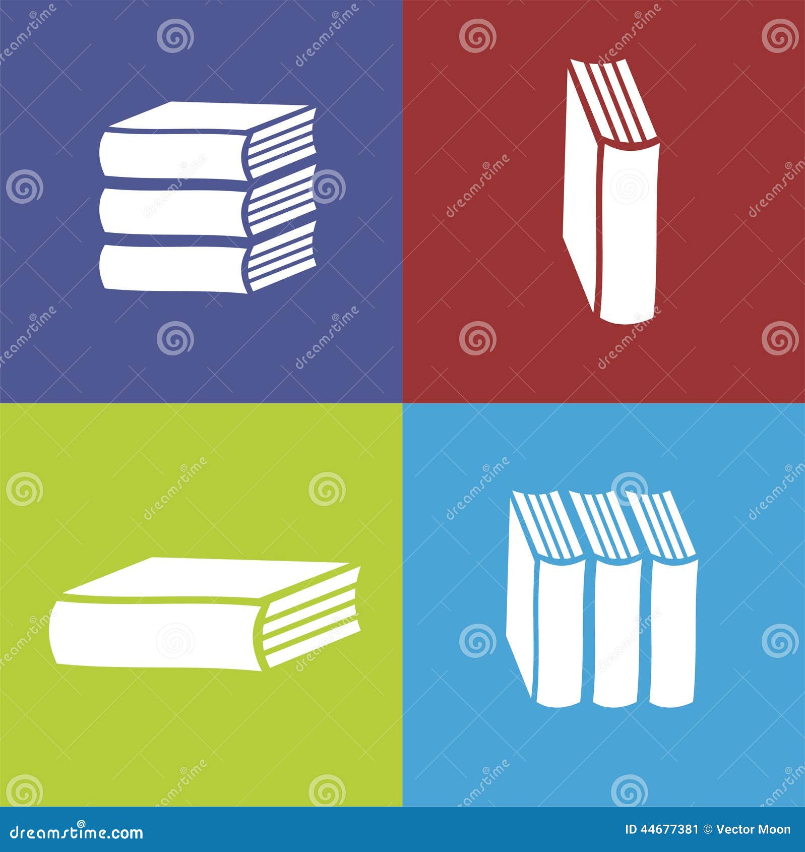 Books Flat. Library Symbols Learning Studying Information Handbook ...