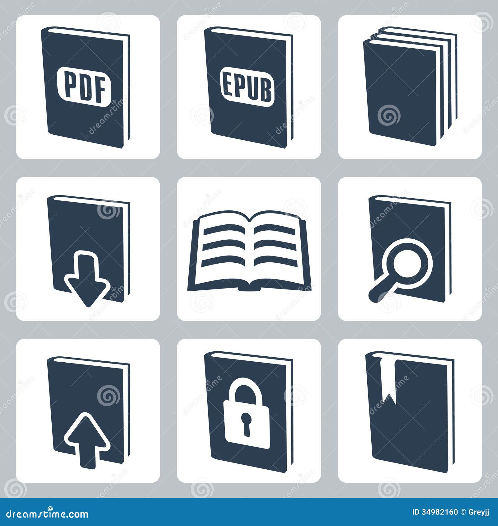 Vector books icons set stock vector. Illustration of bookmark - 34982160