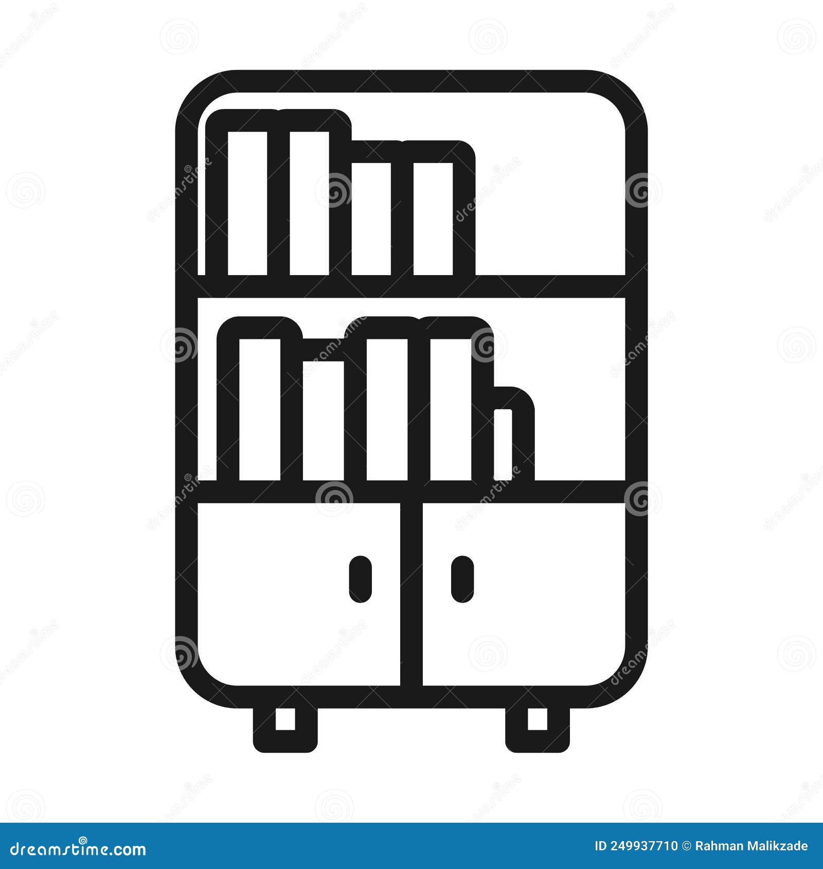 Vector Bookshelf Icon in Linear Style. Reading, Learning Sign Vector ...