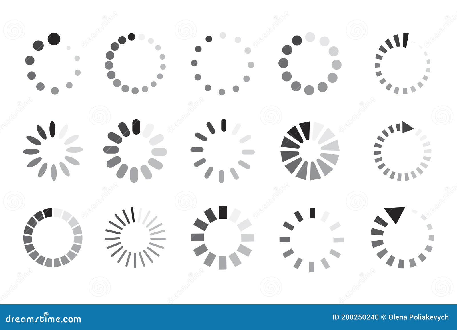 Vector Bootloader Icons. Buffering Circular Signs. Illustration of ...