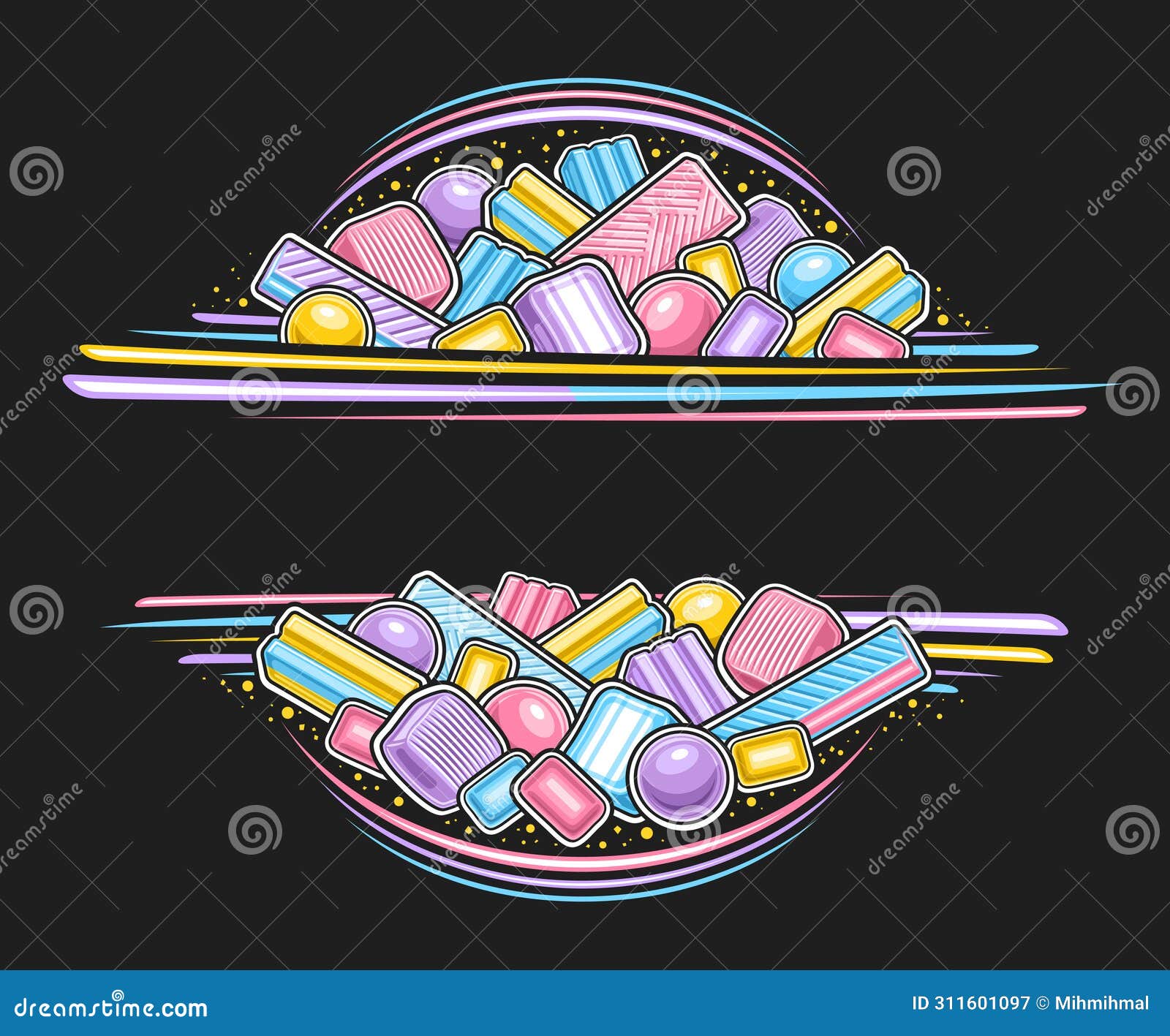 Vector Border for Bubble Gum Stock Vector - Illustration of sugar, logo ...