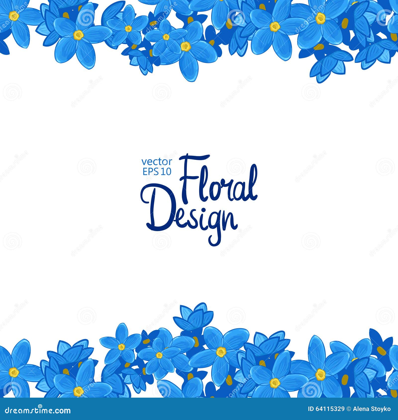 Vector Border with Forget-me-not Flowers Stock Vector - Illustration of ...