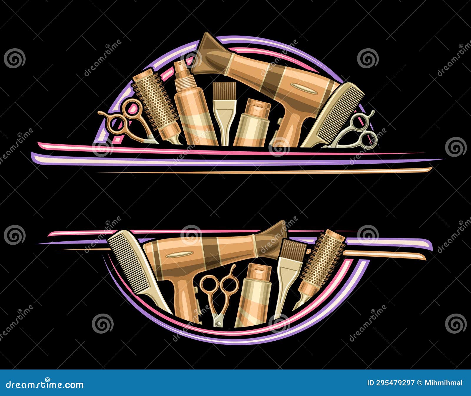 Vector Border for Hair Salon Stock Vector - Illustration of frame ...