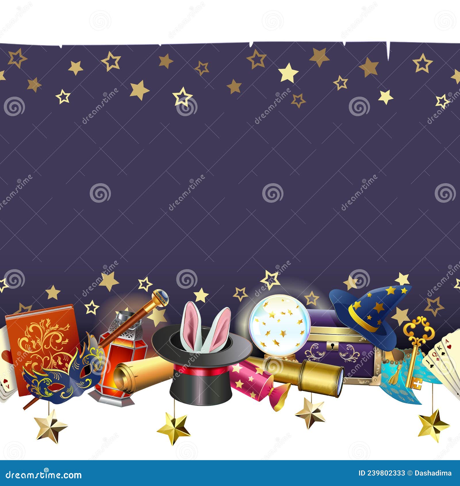 Vector Border with Magic Accessories Stock Vector - Illustration of ...