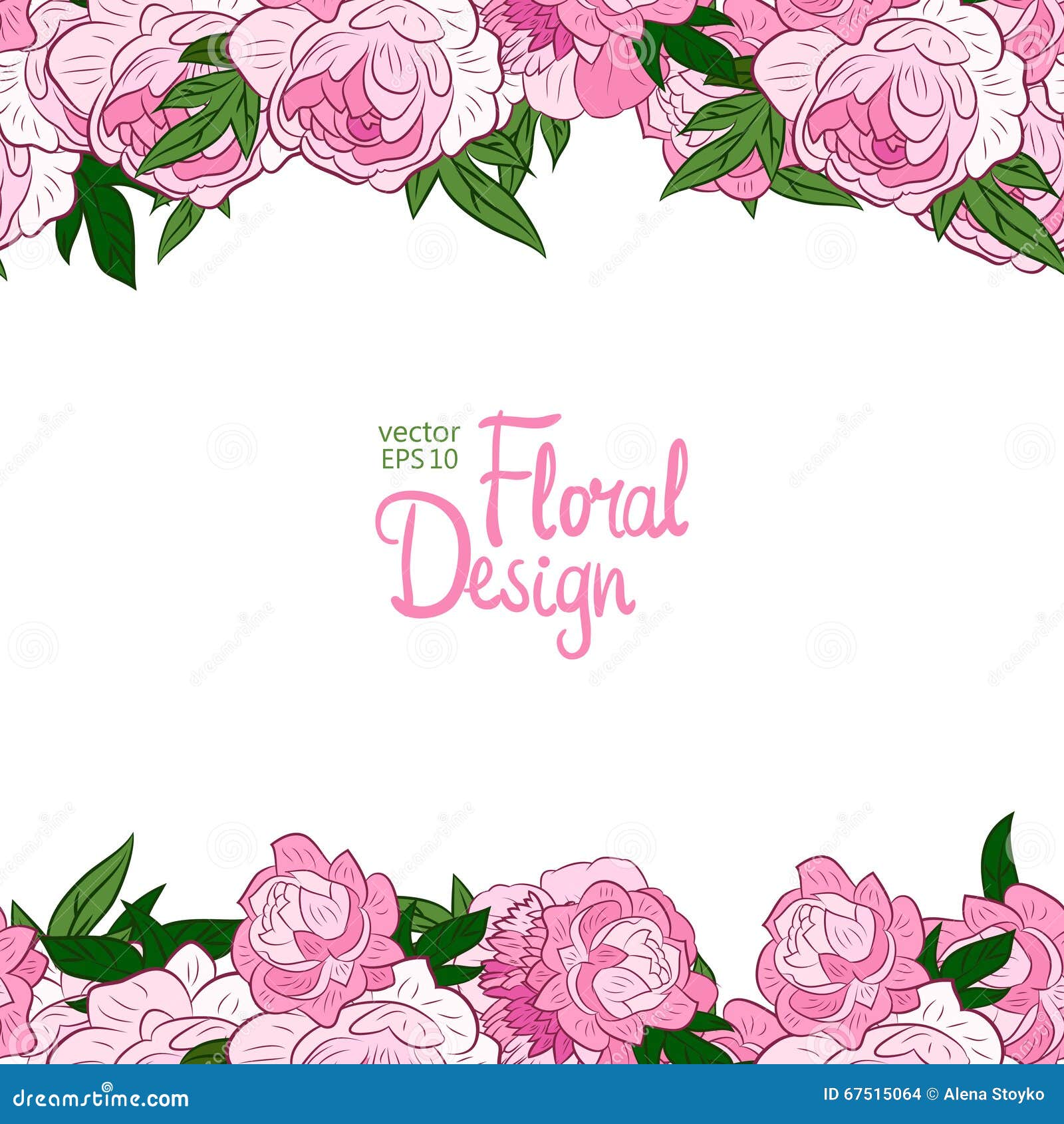 Vector border with peonies stock vector. Illustration of peonies - 67515064