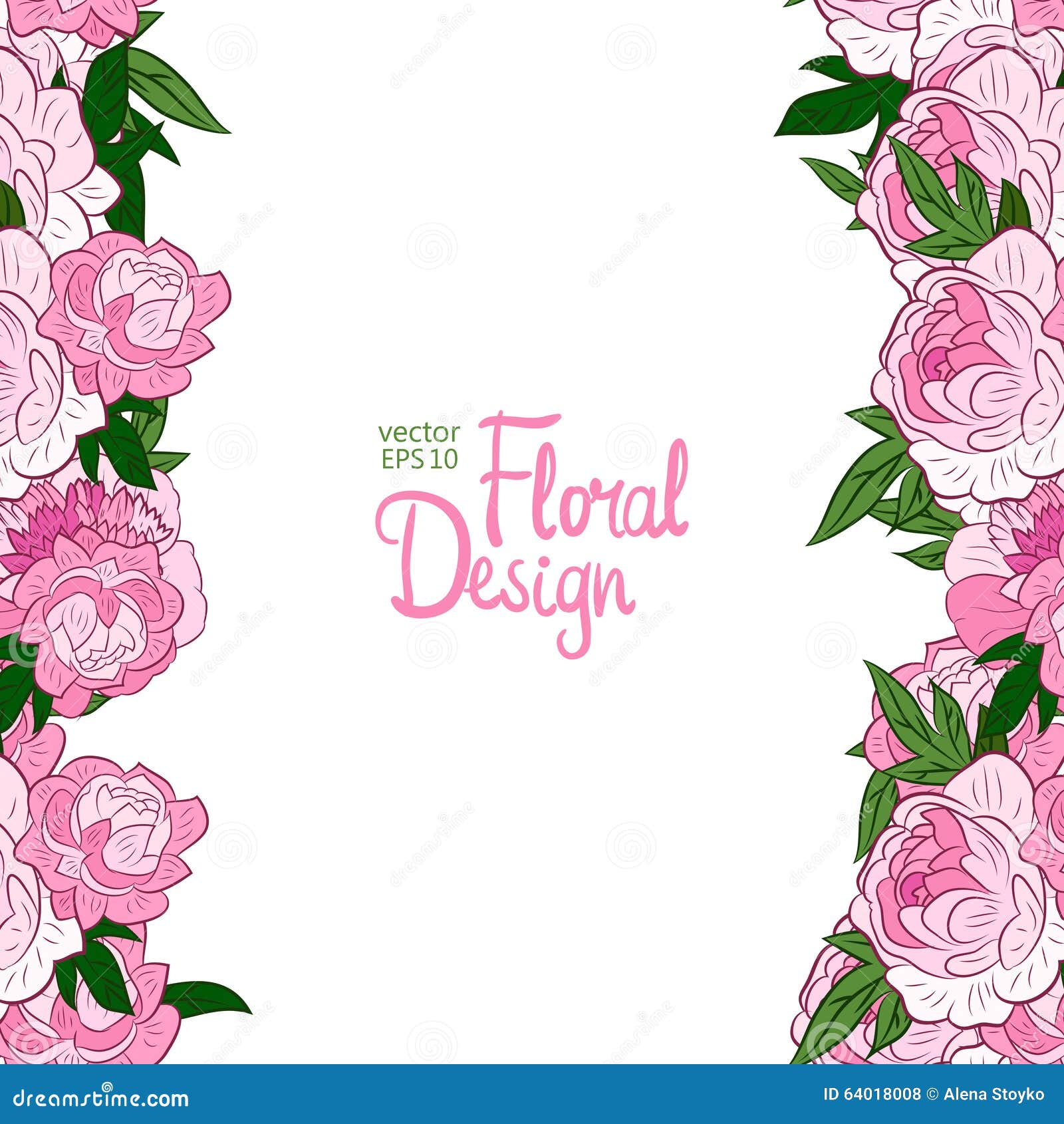 Vector border with peonies stock vector. Illustration of bouquet - 64018008