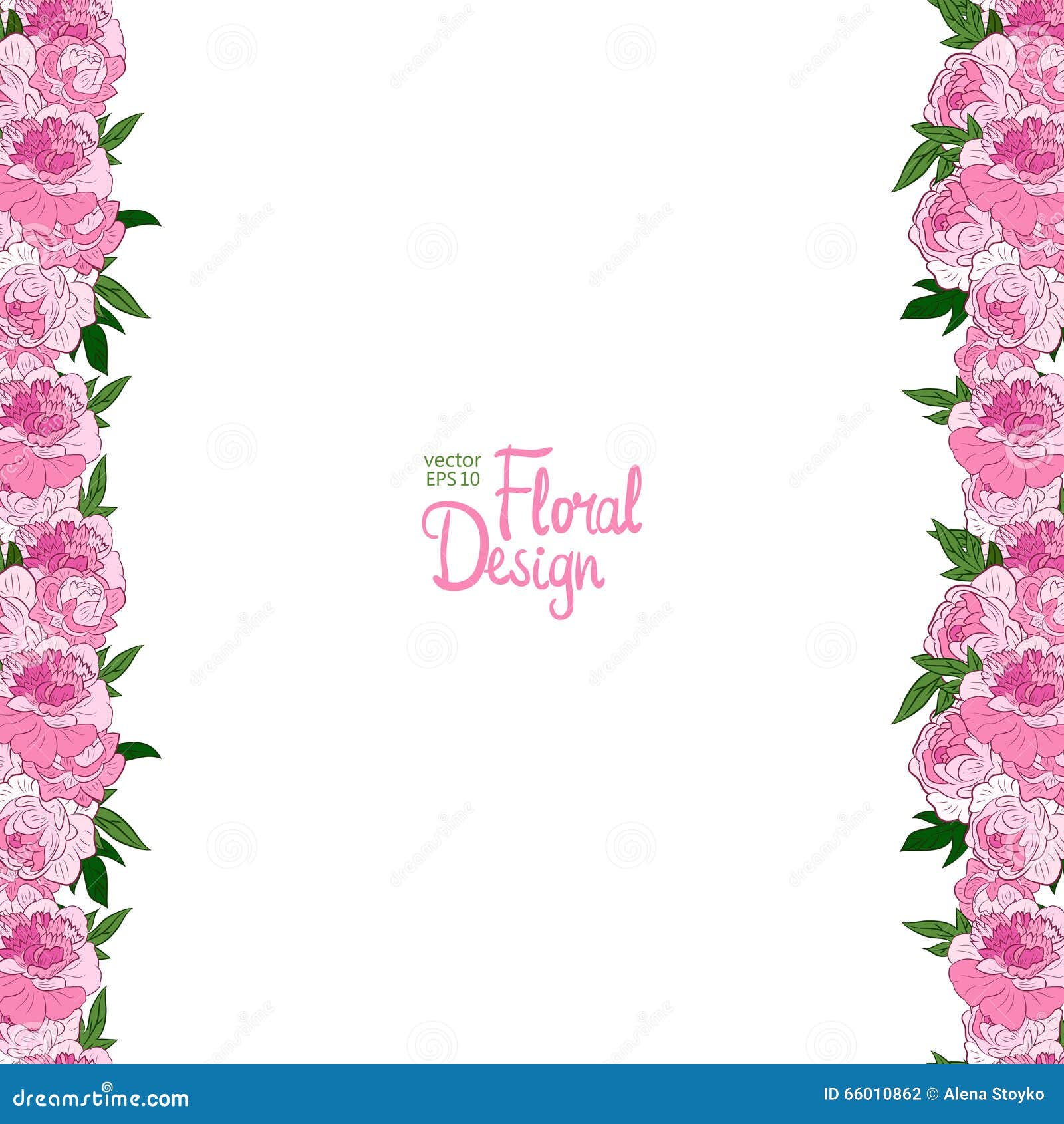 Vector border with peonies stock vector. Illustration of decorative ...