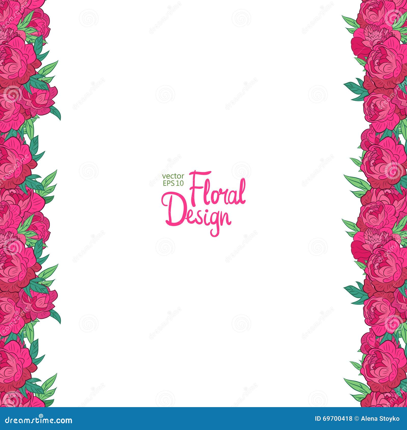 Vector border with peonies stock vector. Illustration of isolated ...