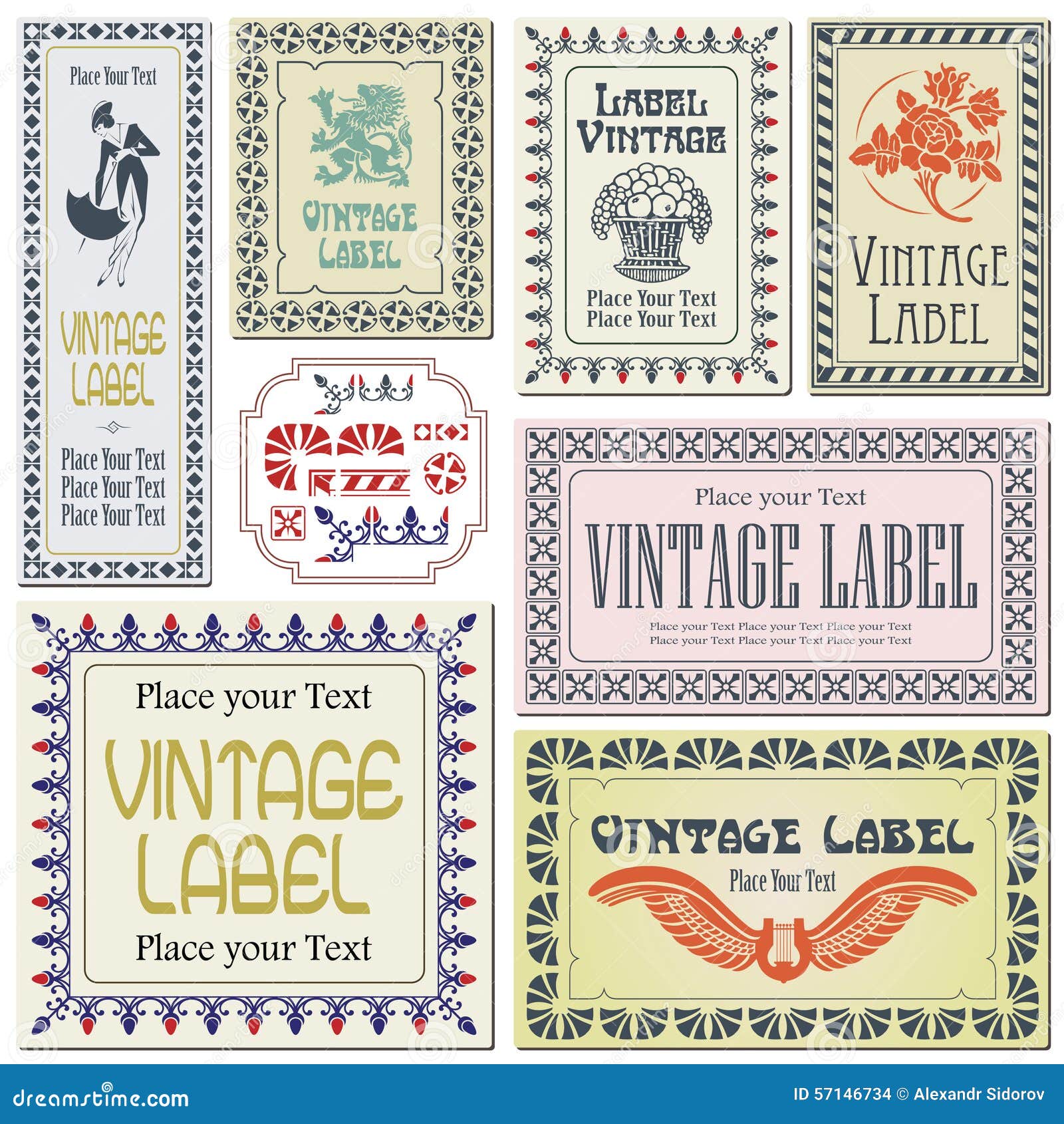 7 Vector Border Style Labels on the Basis of Brushes Stock Vector ...