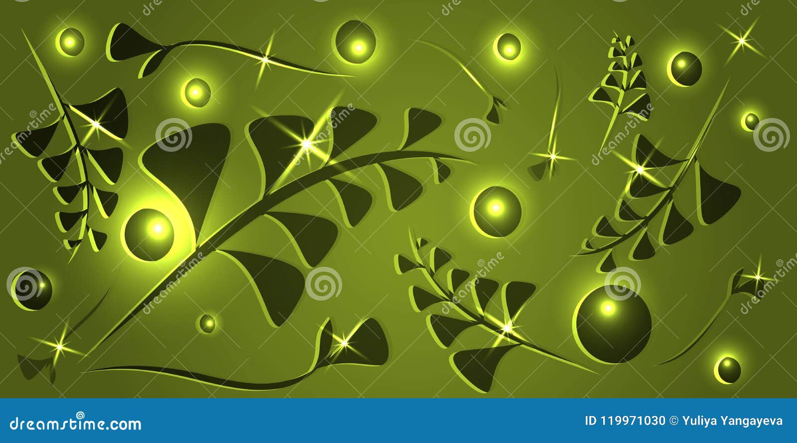 Vector Botanical Pattern of Marsh Plant Elements on a Dark Green Stock Vector - Illustration of ...