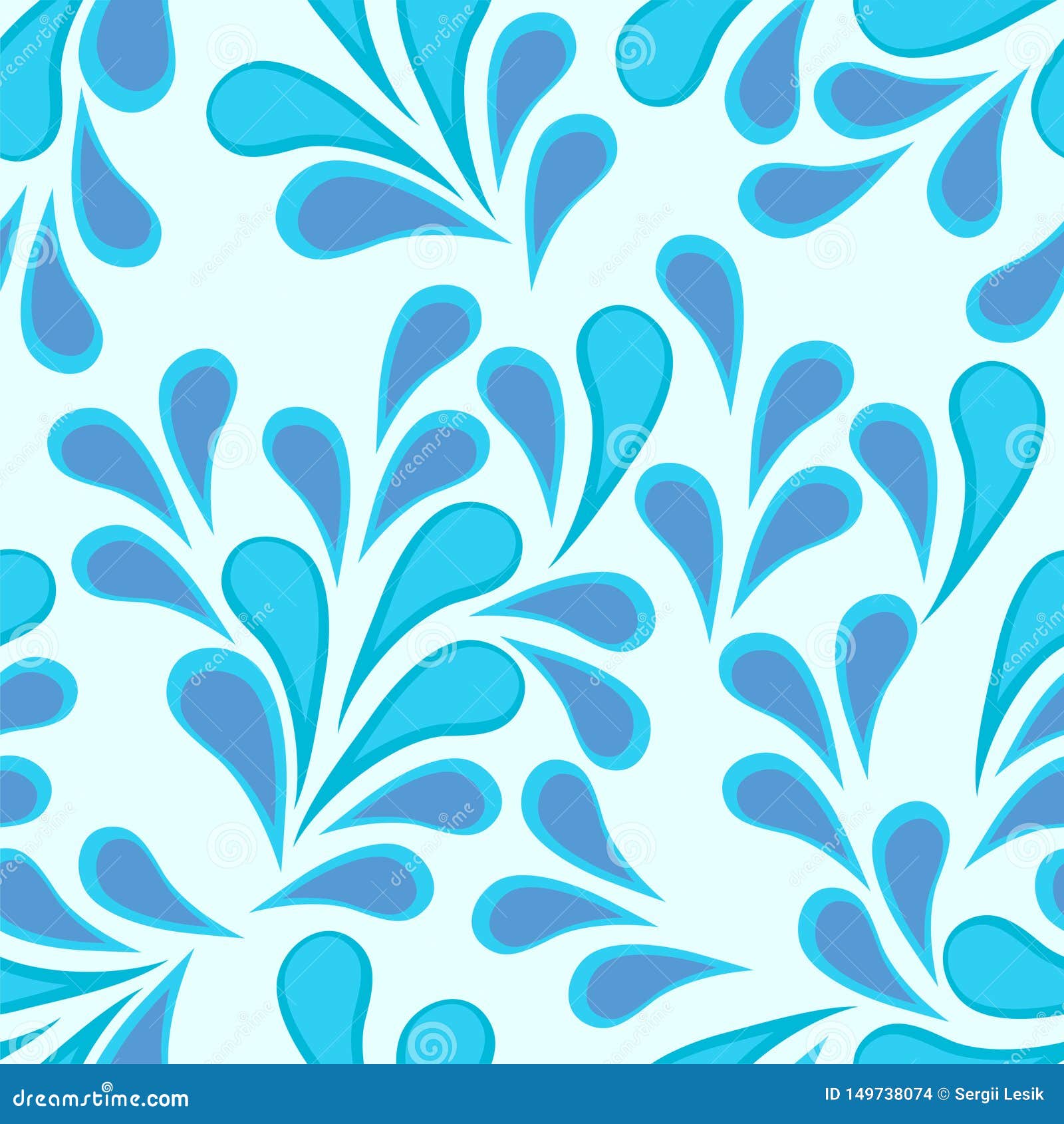 Vector Botanical Seamless Pattern. Stems with Textured Leaves Stock ...