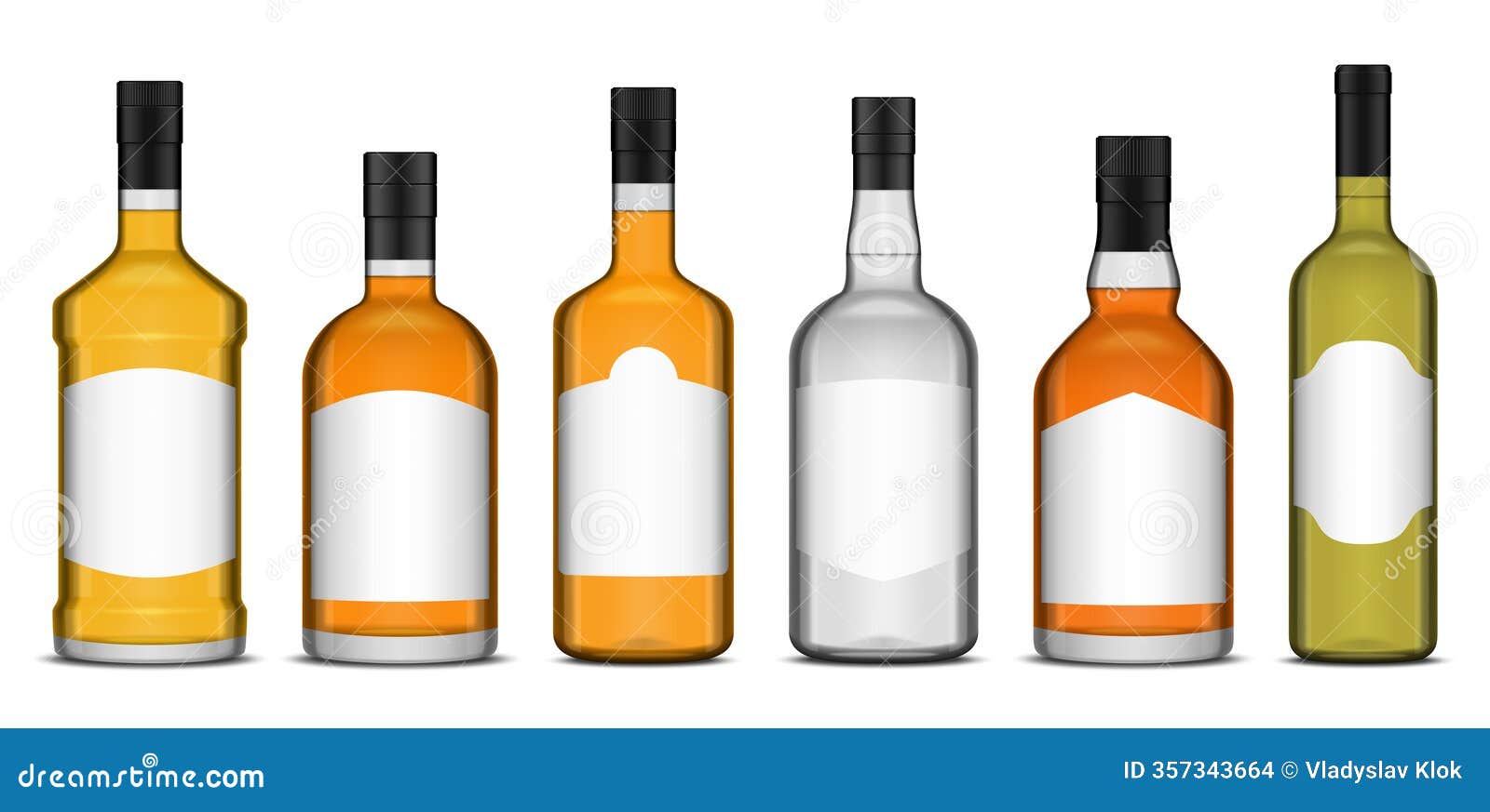 Vector Bottles Of Alcoholic Beverages With Labels | CartoonDealer.com ...