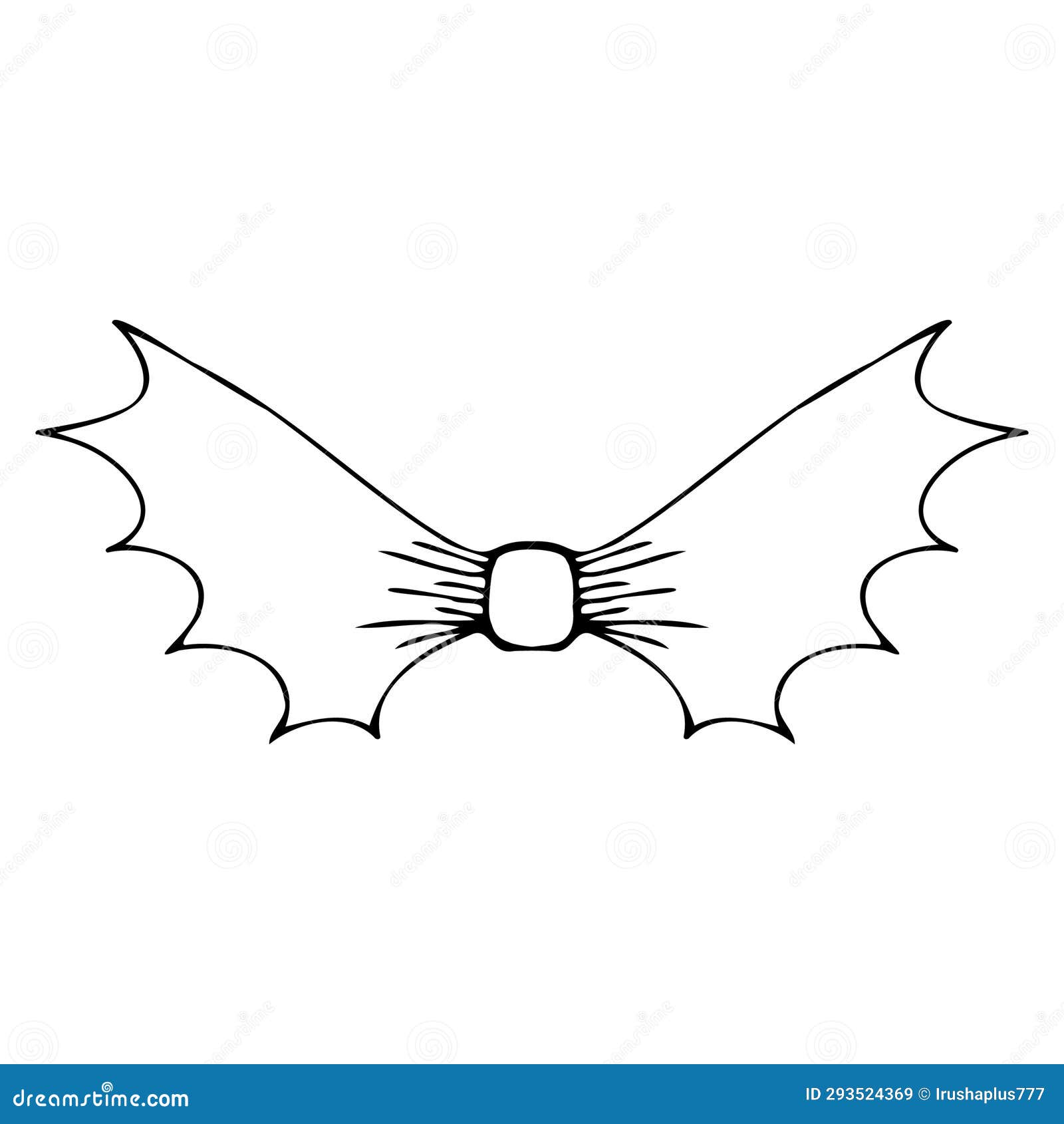 Vector Bow Butterfly Bat in Doodle Style Linear Black Stock Vector ...