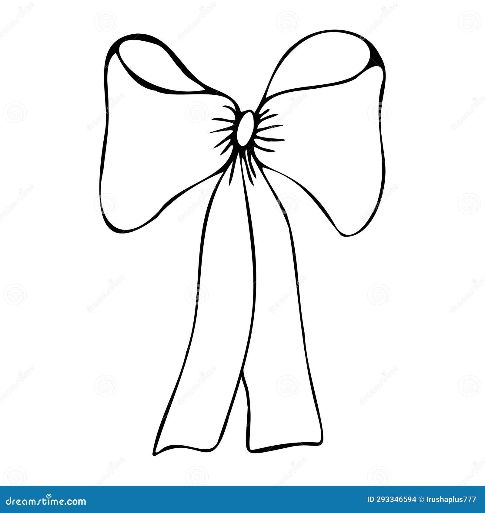 Vector Bow with Long Ends in Doodle Style Linear Black Stock Vector ...