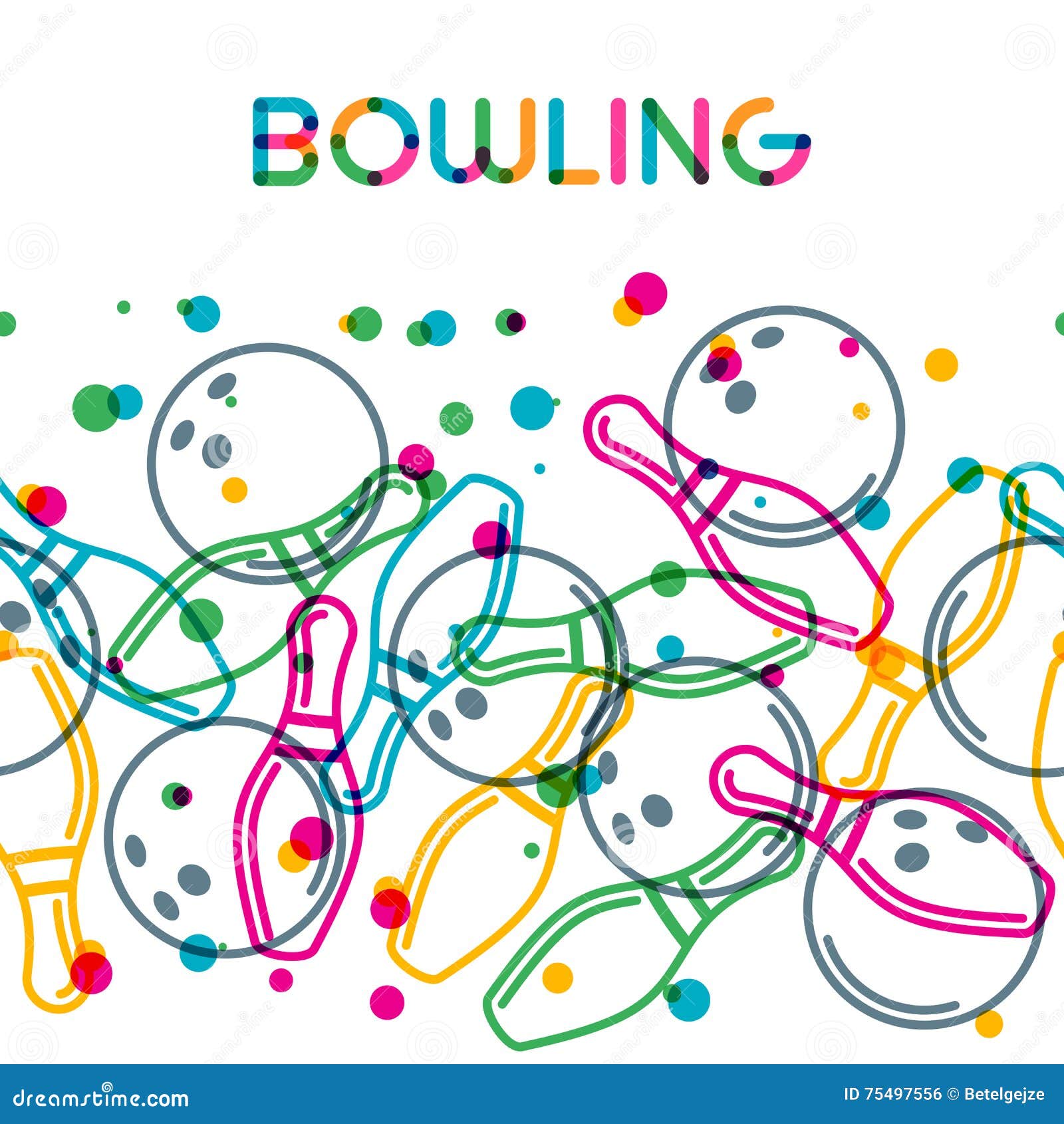 Vector Bowling Background with Color Linear Bowling Balls and Bowling ...