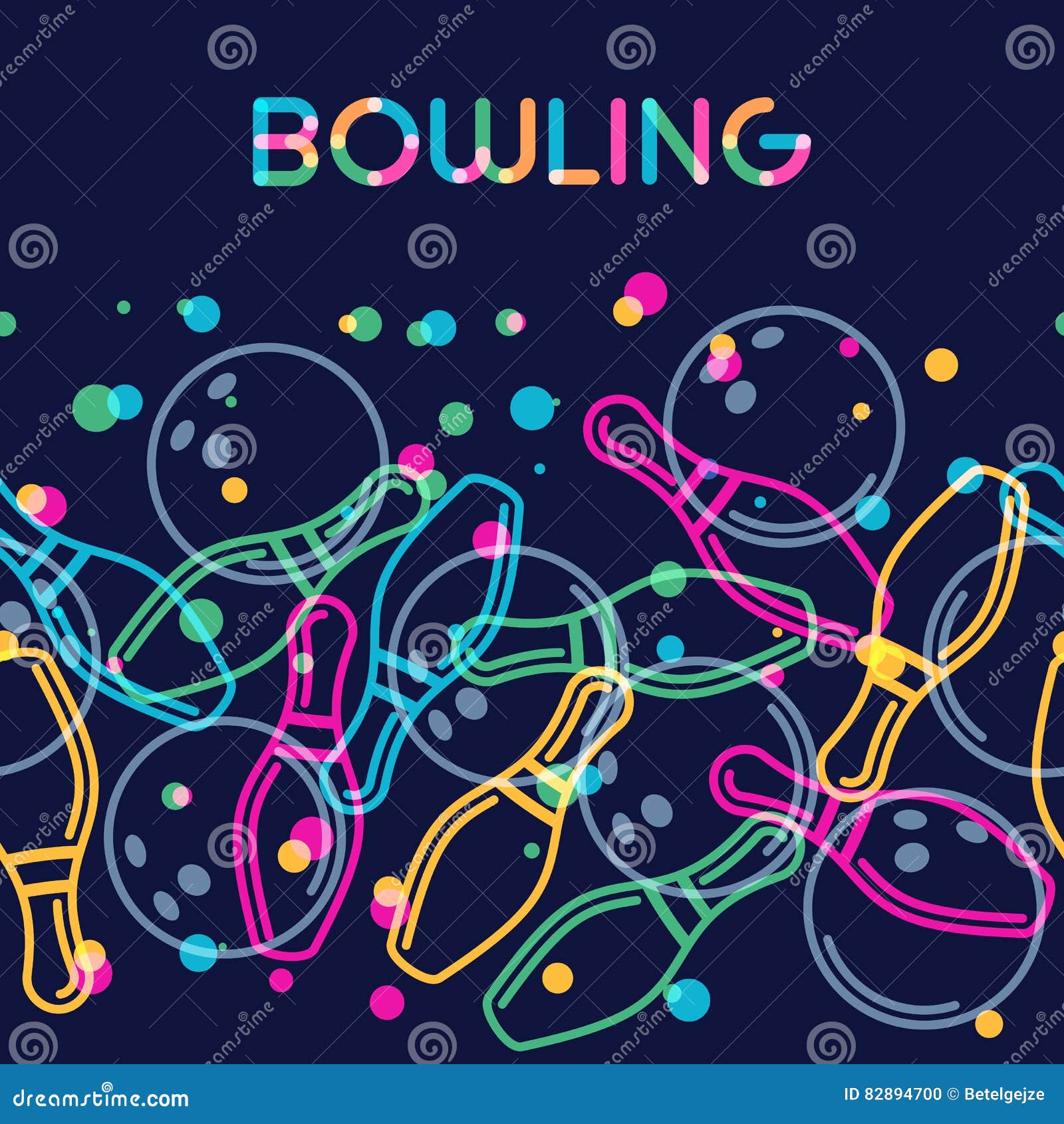 Vector Bowling Background with Color Linear Bowling Balls and Bowling ...